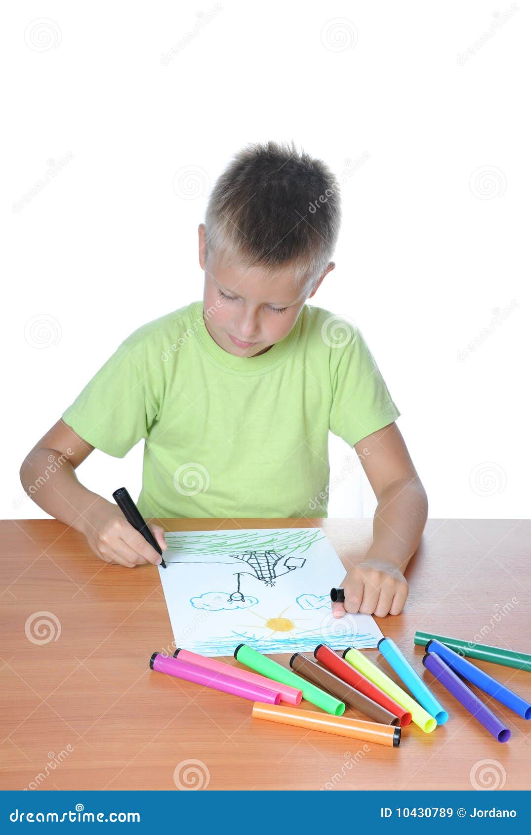 Young boy studies to draw stock image. Image of concept - 10430789