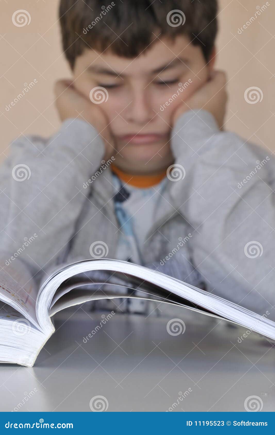 Young boy studying stock image. Image of eight, hard - 11195523