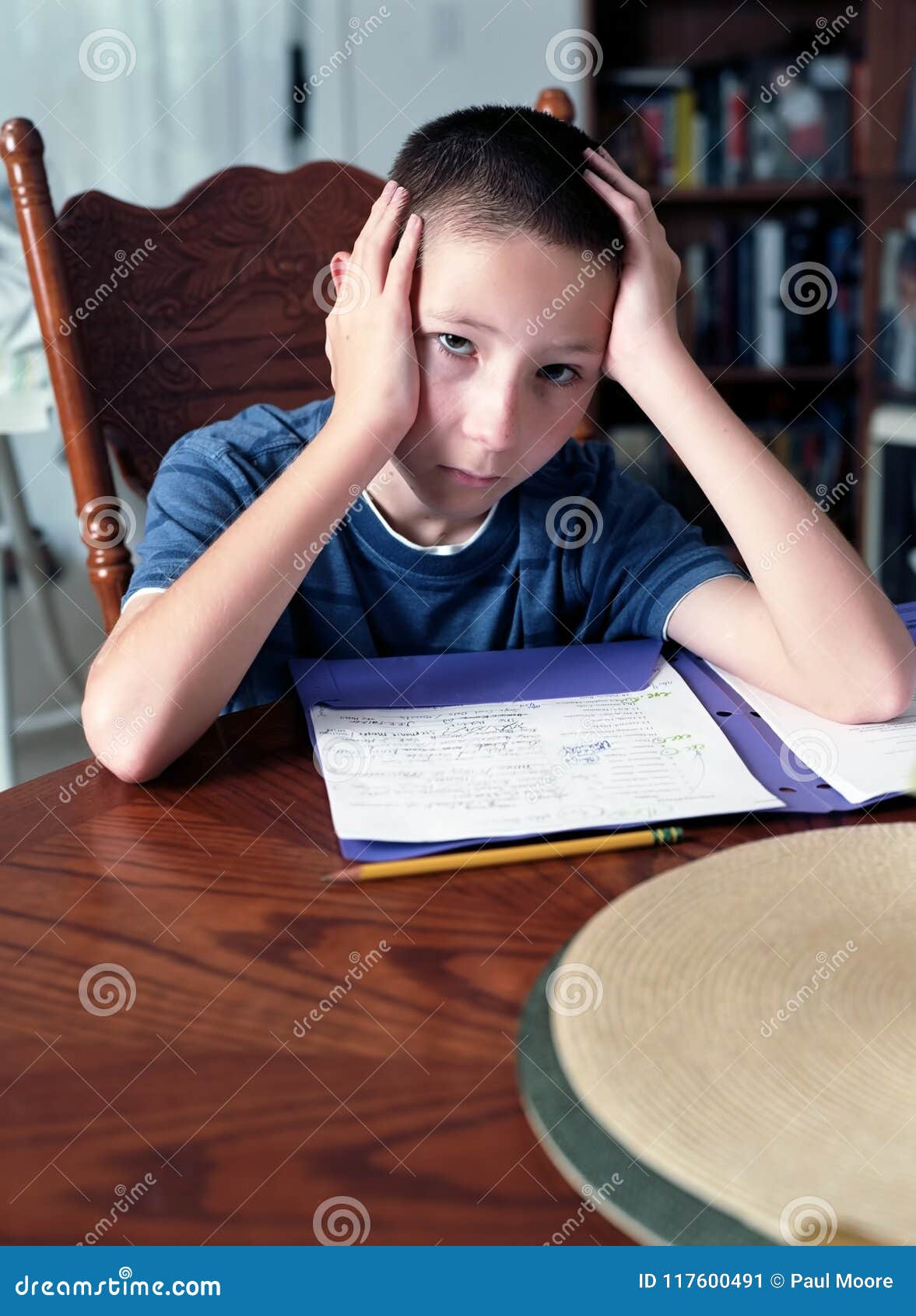 Young boy studying stock image. Image of books, textbooks - 117600491