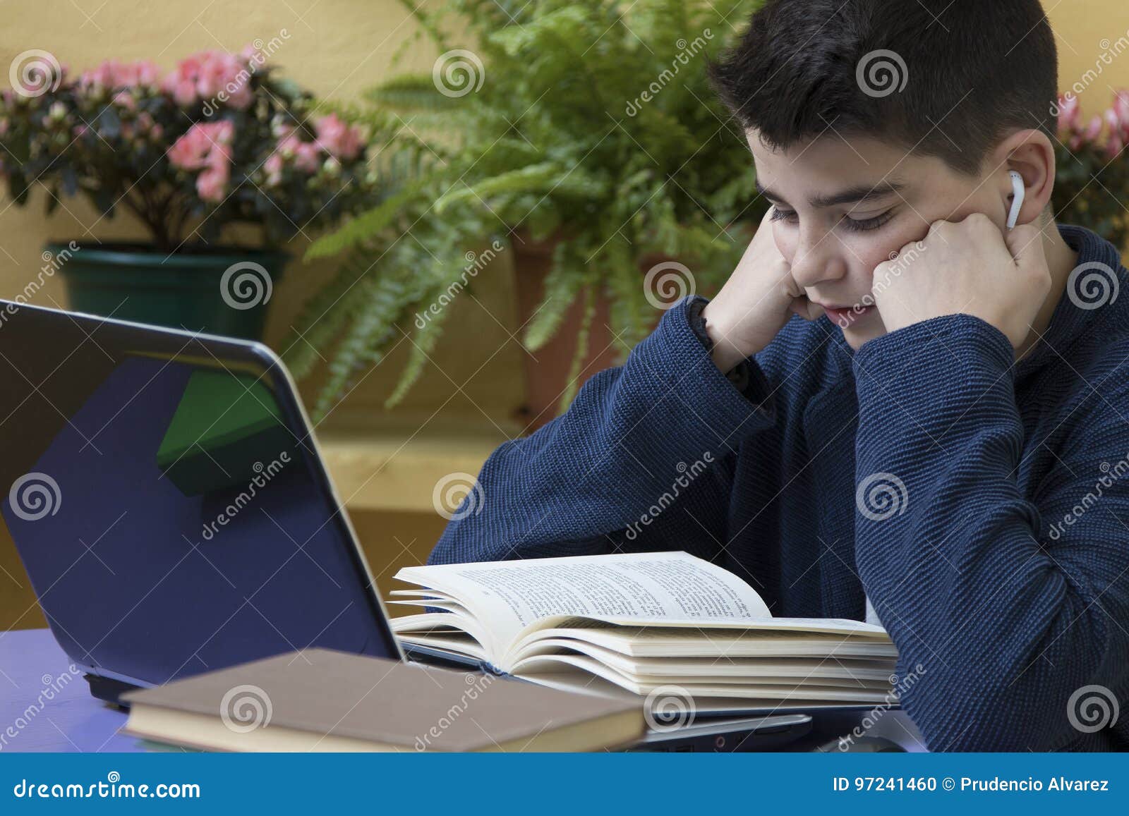 Boy studying book stock photo. Image of education, attitude - 97241460