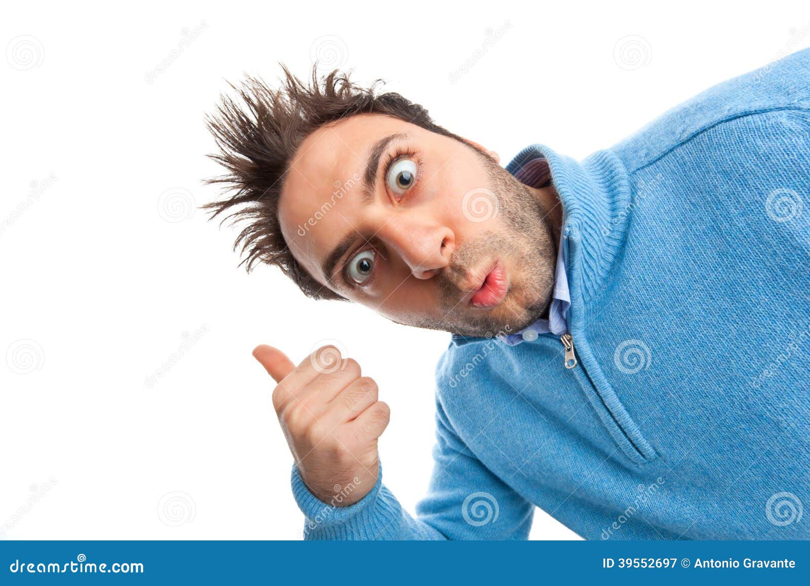 Young Boy with a Surprised Expression Pointing Stock Image - Image of ...