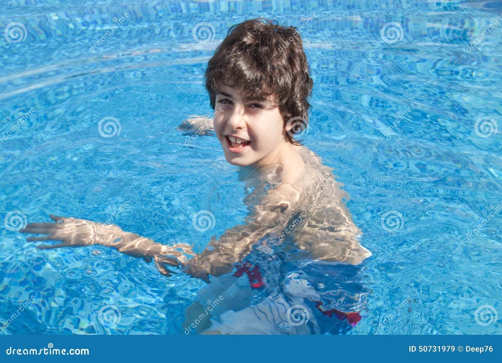 Young Boy is in the Swimming Pool Stock Image - Image of look, young ...