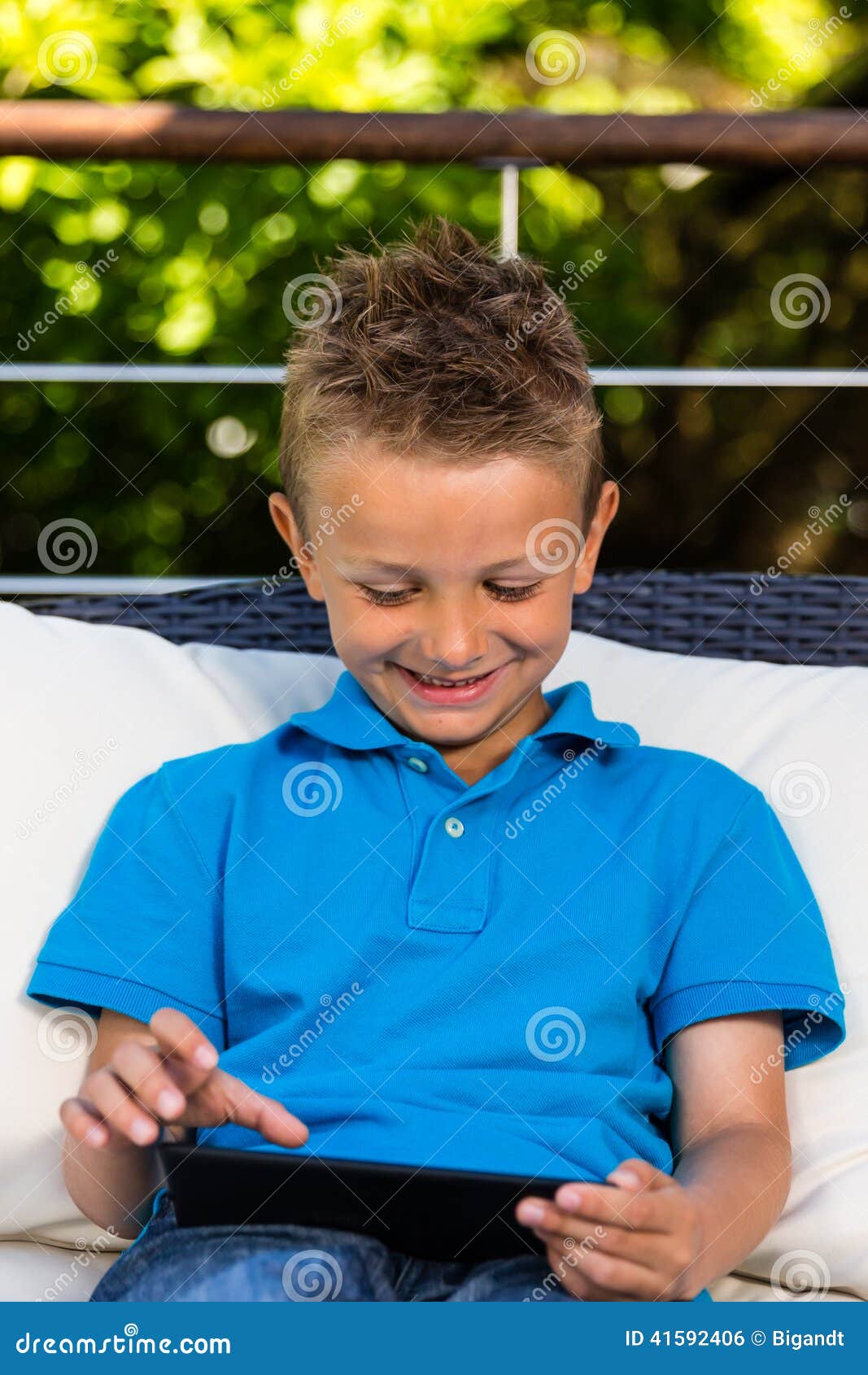 Young boy with tablet stock photo. Image of happy, tablet - 41592406