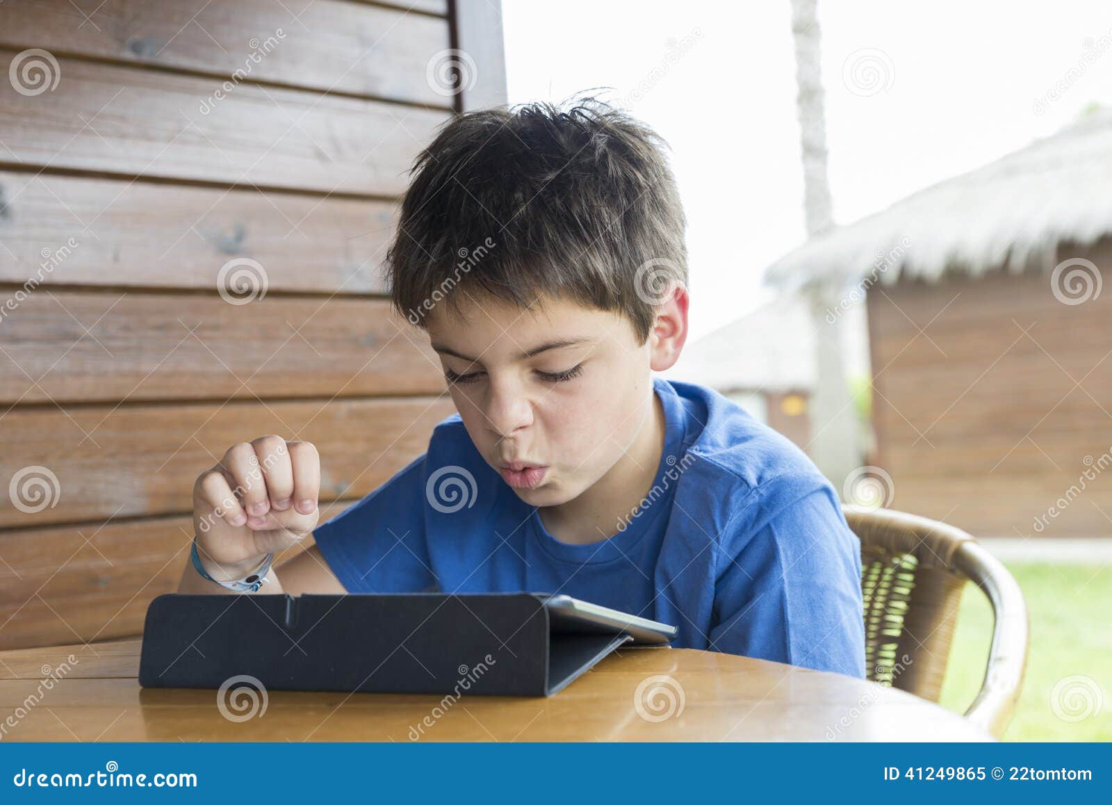 Young Boy and a Tablet Digital Stock Image - Image of phone, games ...