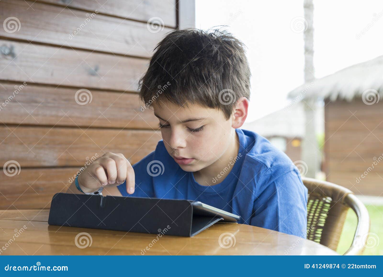 Young Boy and a Tablet Digital Stock Photo - Image of caucasian ...