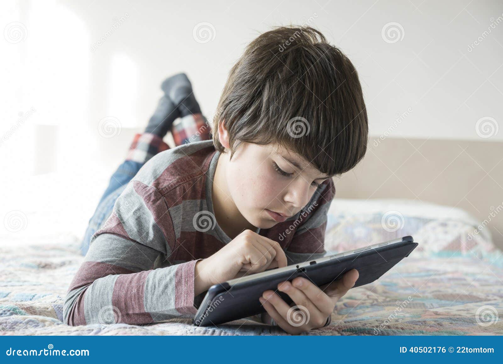 Young Boy and a Tablet Digital Stock Photo - Image of internet ...