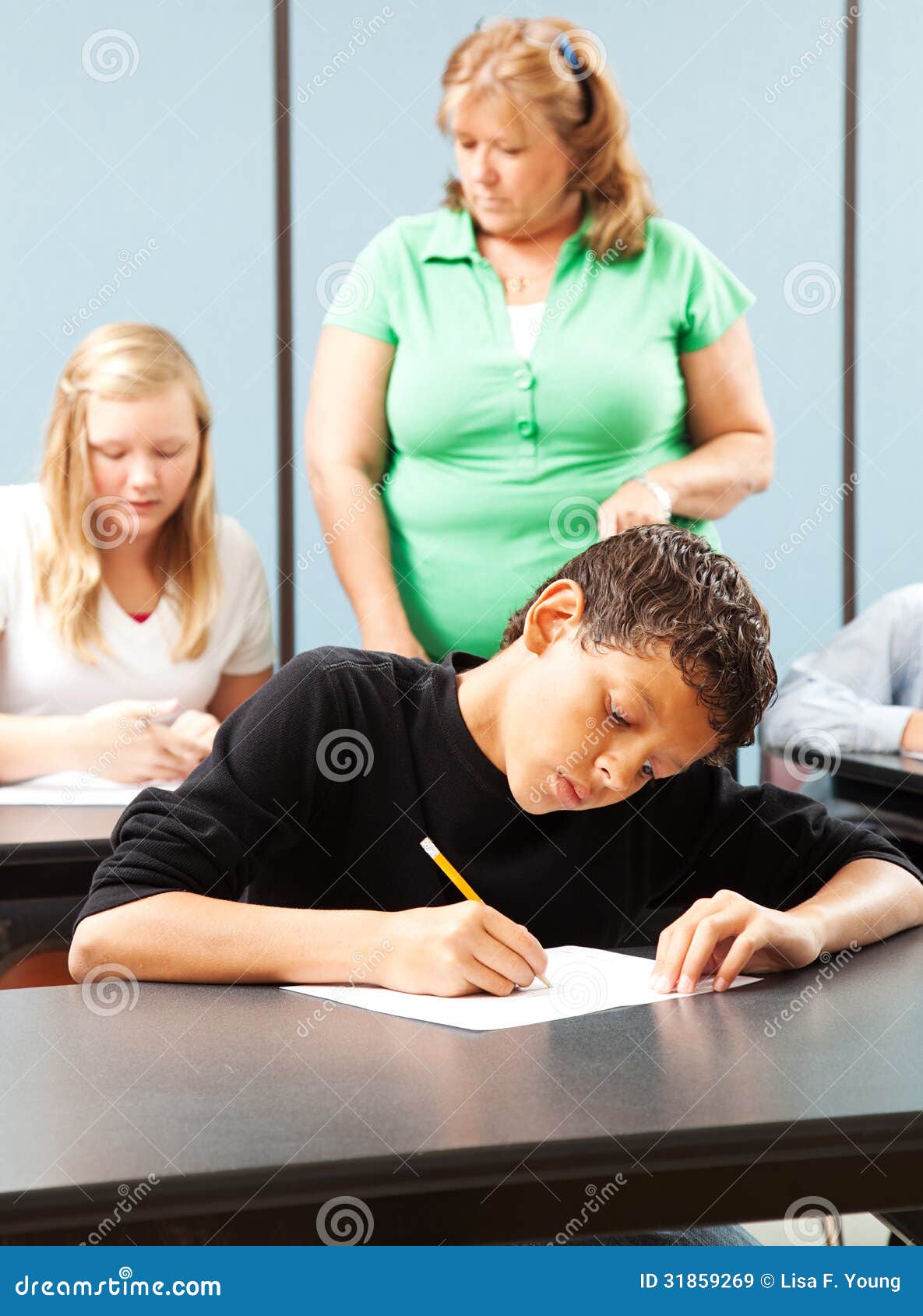 Young Boy Taking Test stock image. Image of school, real - 31859269