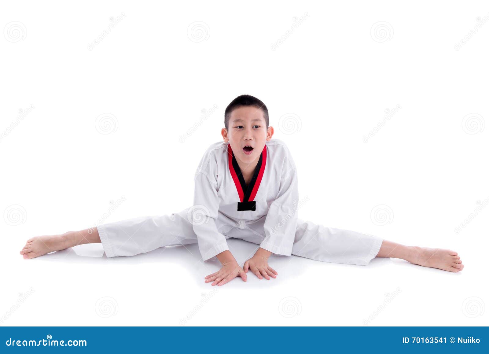 Young Boy Training Taekwondo Action Isolated Stock Image - Image of ...