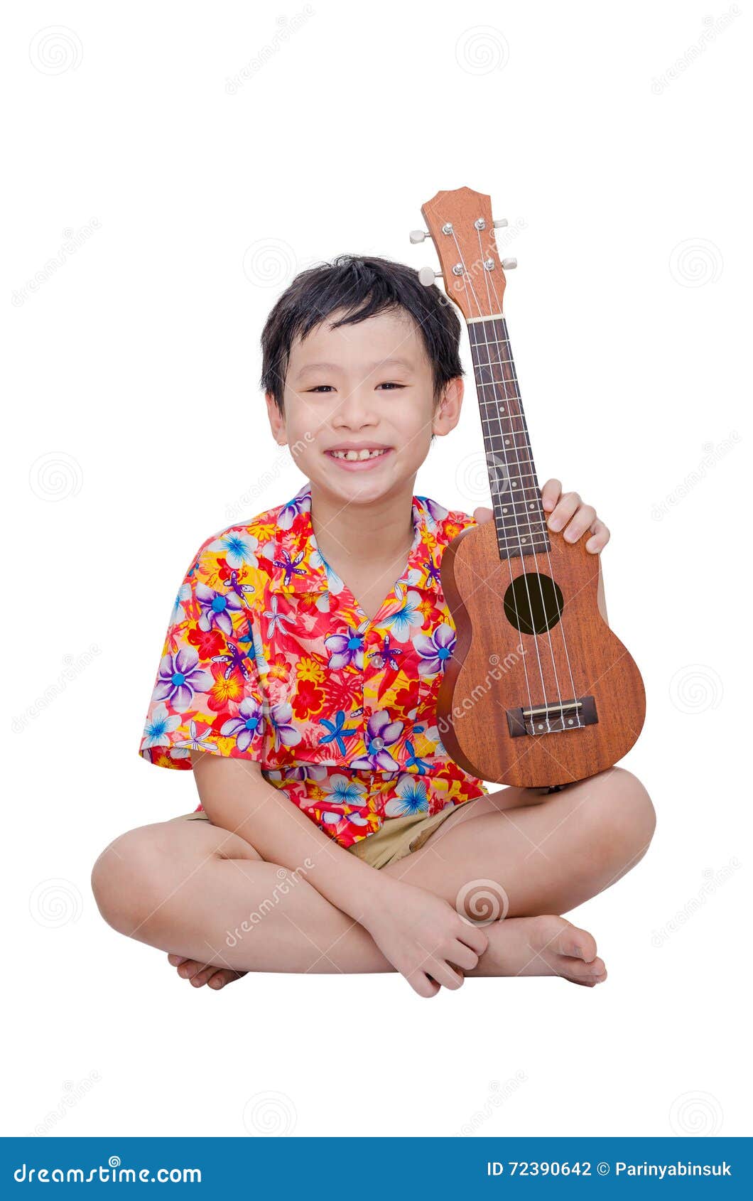 Young Boy with Ukulele Over White Stock Photo - Image of background ...