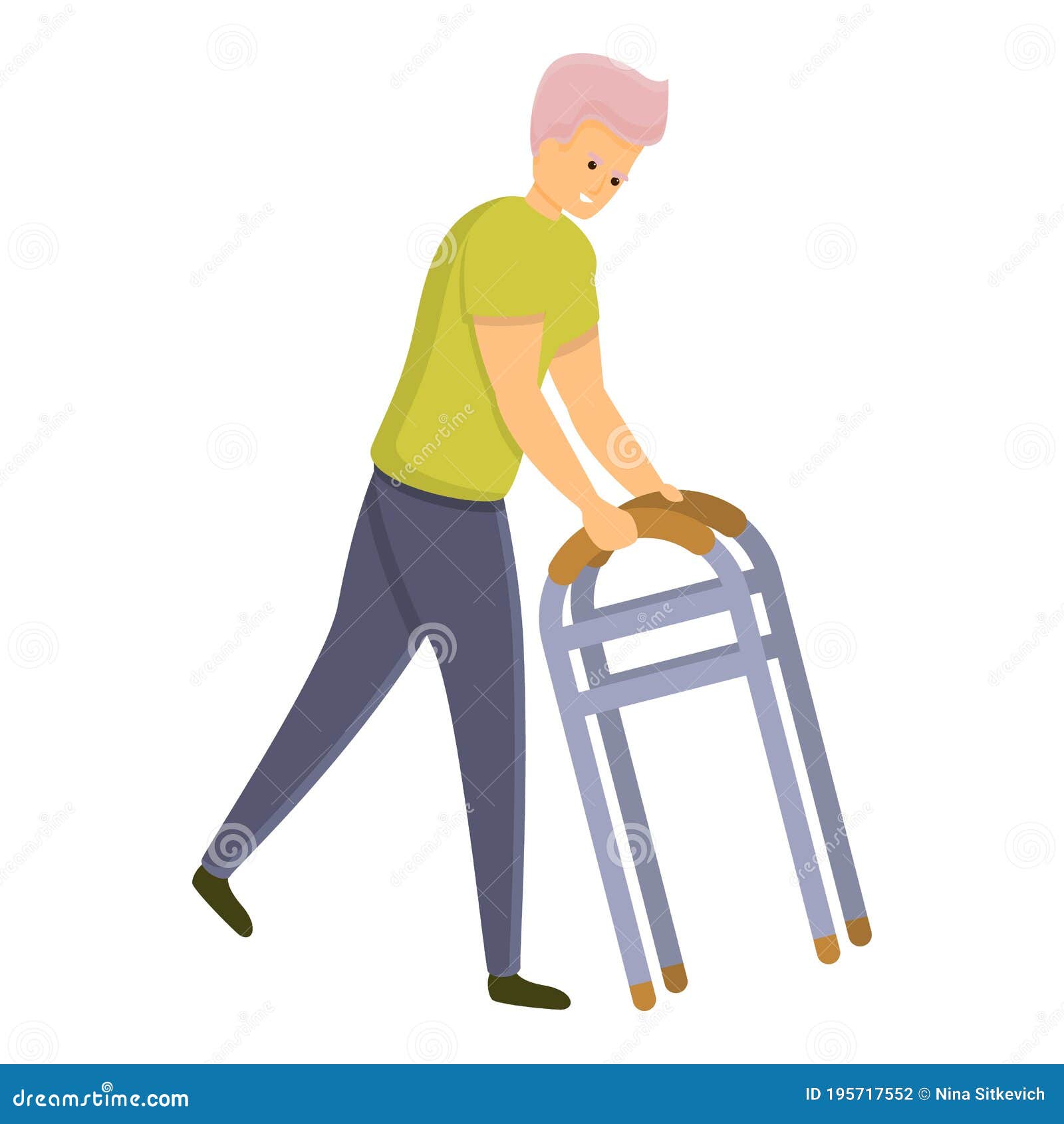 Young Boy Use Walker Icon, Cartoon Style Stock Vector - Illustration of ...