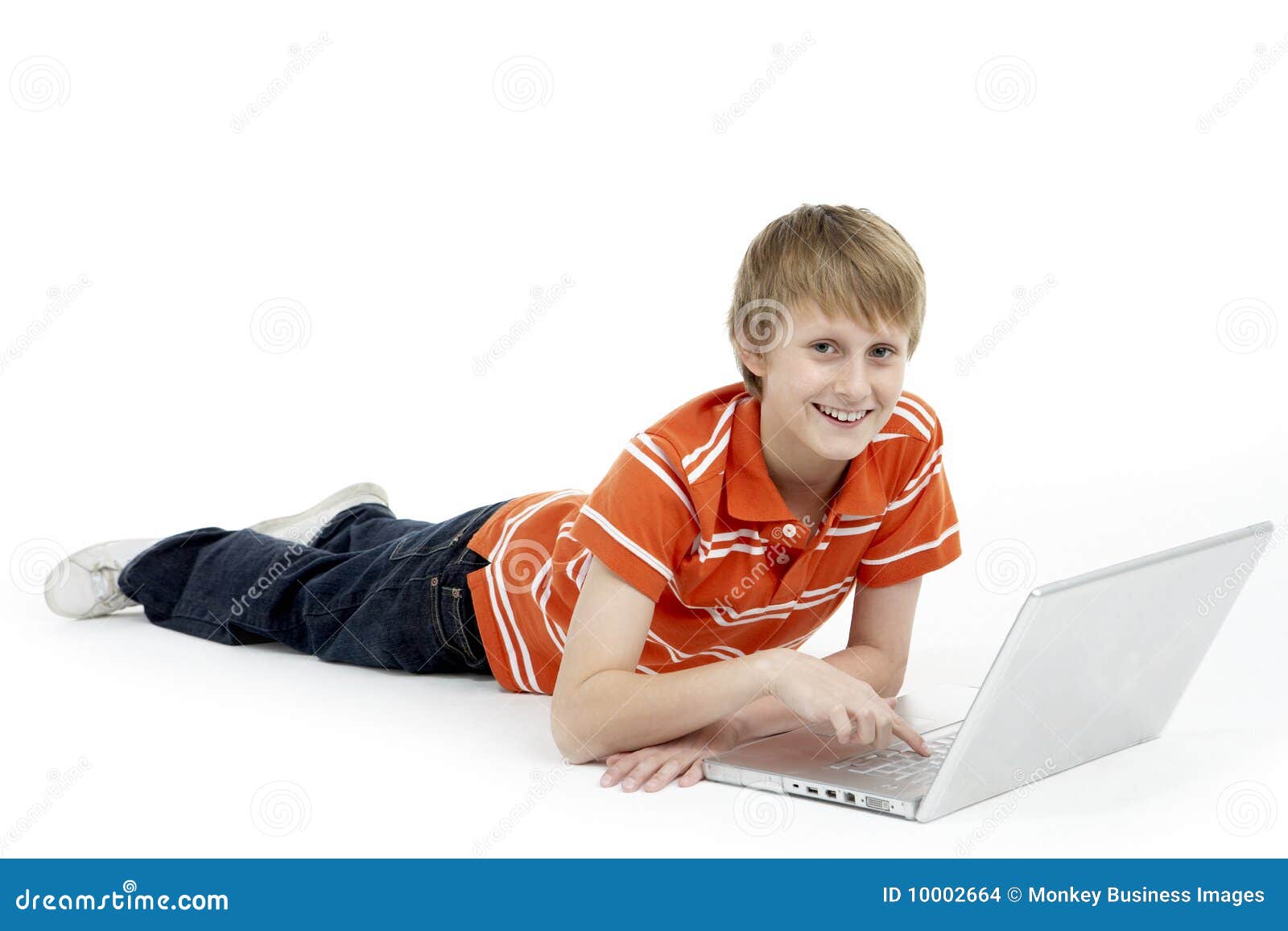Young Boy Using Laptop Computer Stock Photo - Image of computer ...