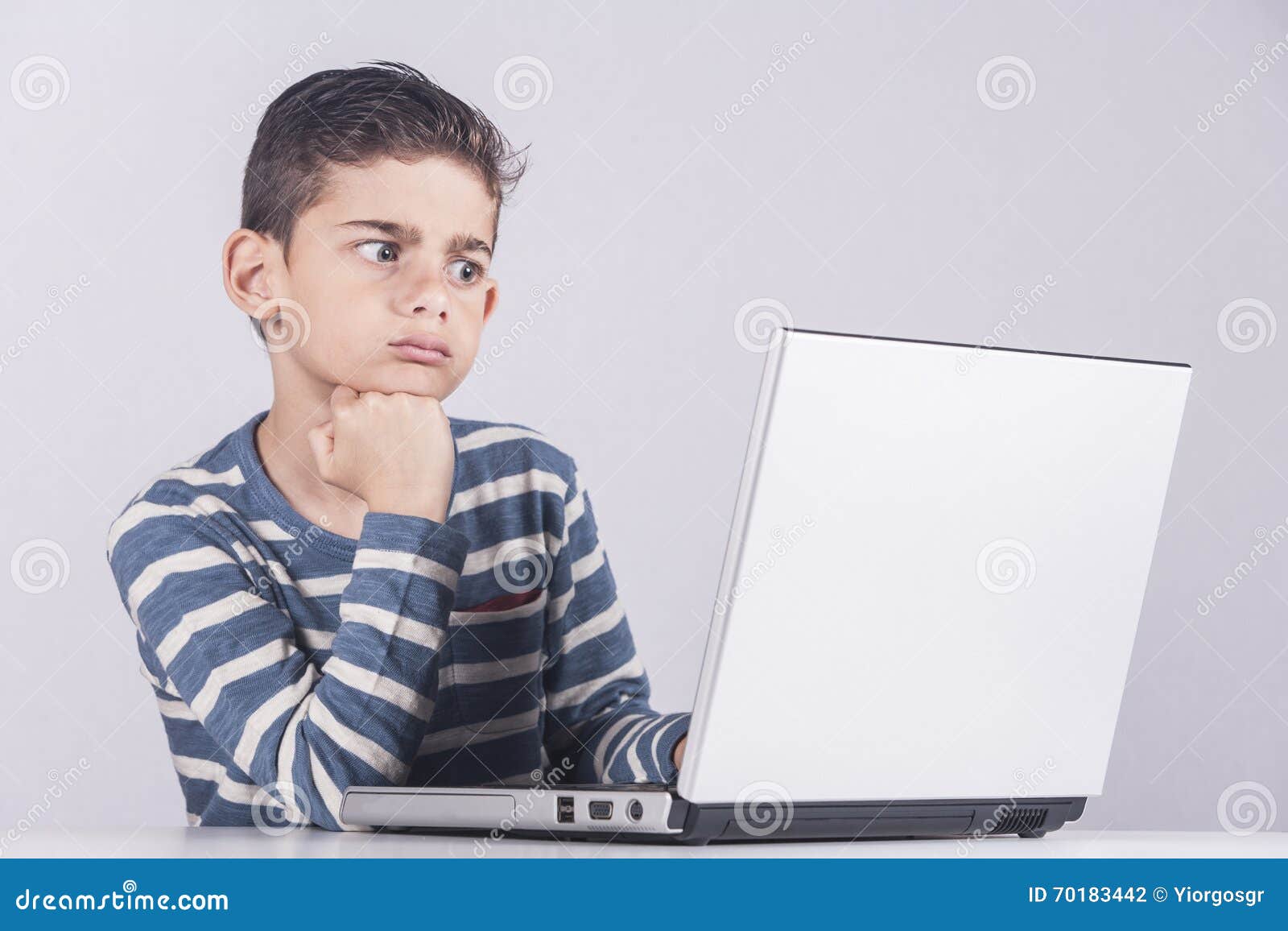Young Boy Using a Laptop Computer Stock Photo - Image of study ...