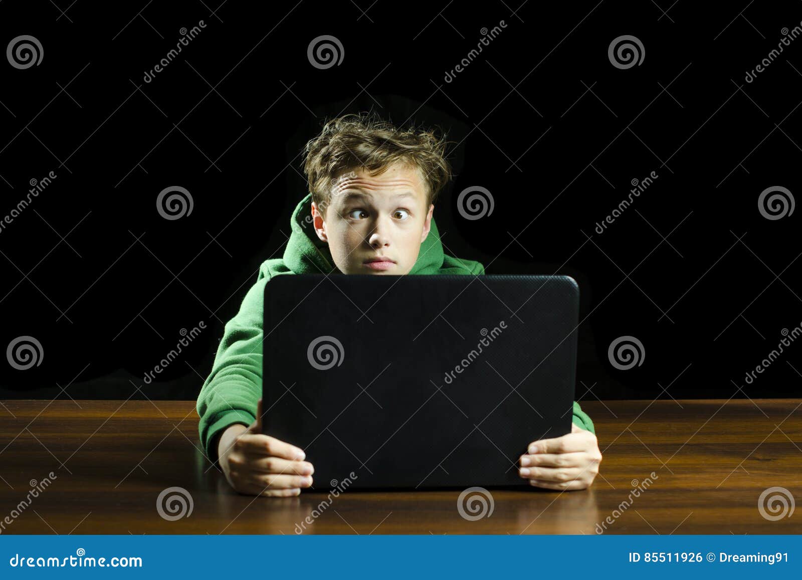 Young Boy Using a Laptop Computer Stock Photo - Image of emotion ...