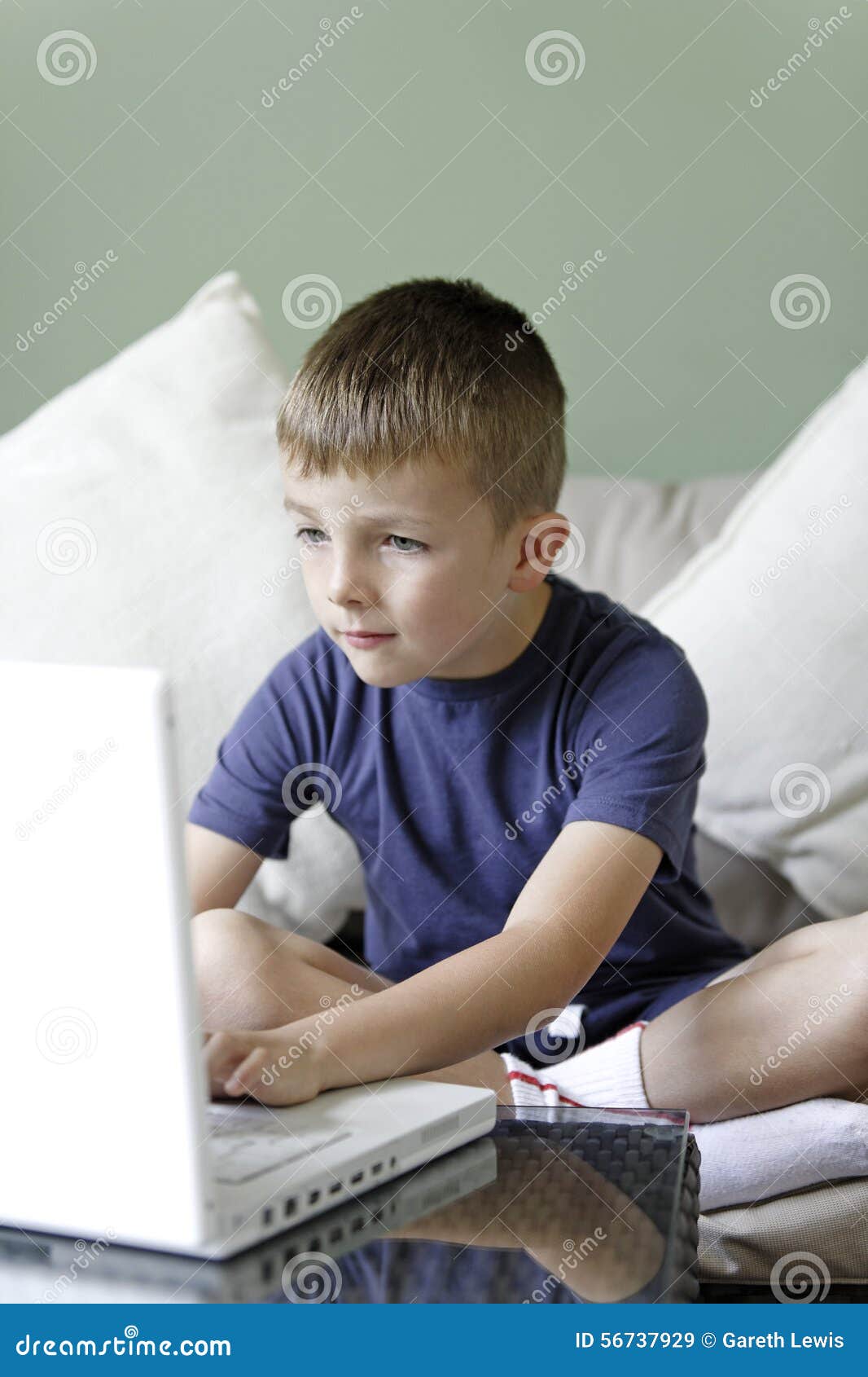 Young boy using a laptop stock image. Image of learning - 56737929