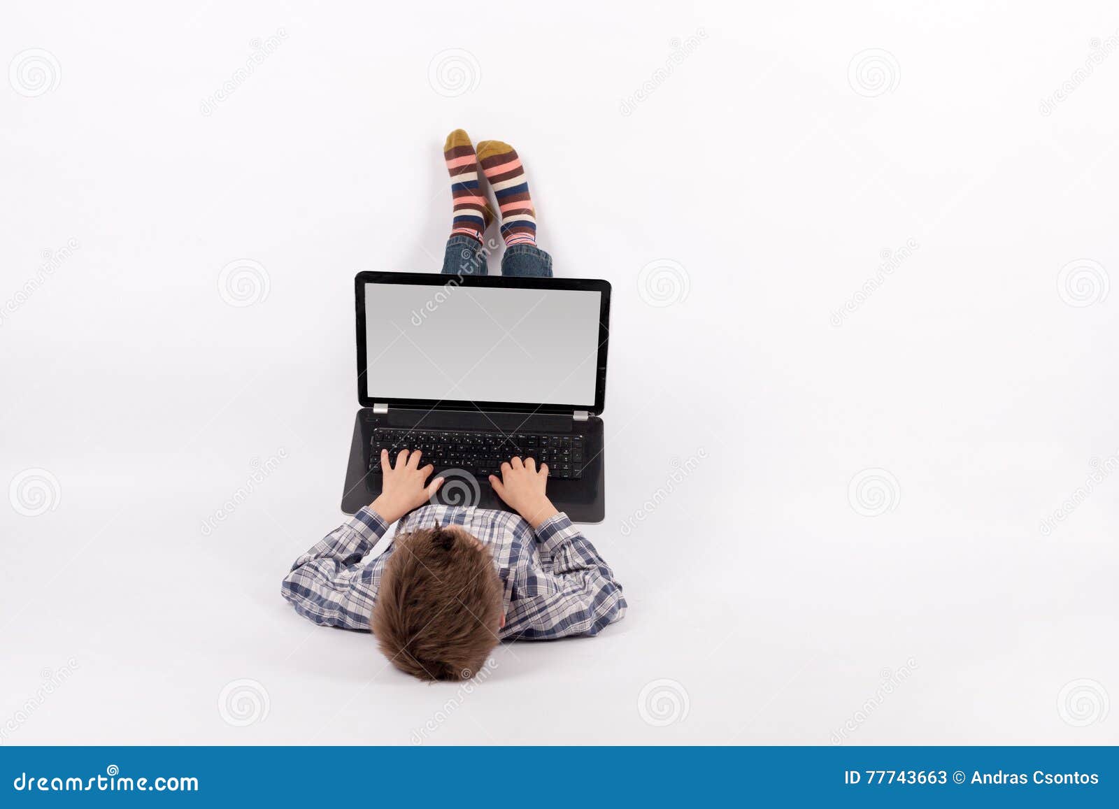 Young boy using laptop stock image. Image of cool, modern - 77743663