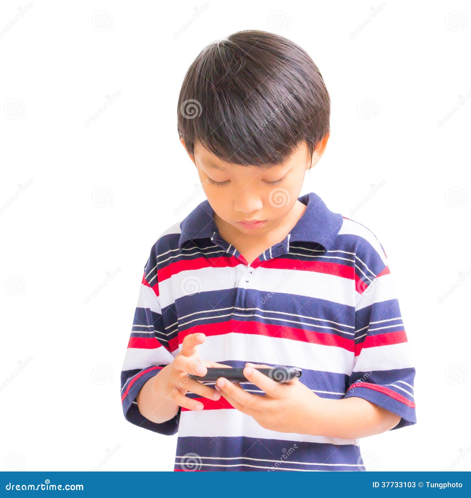 Young Boy Using Mobile Phone Stock Image - Image of communication ...