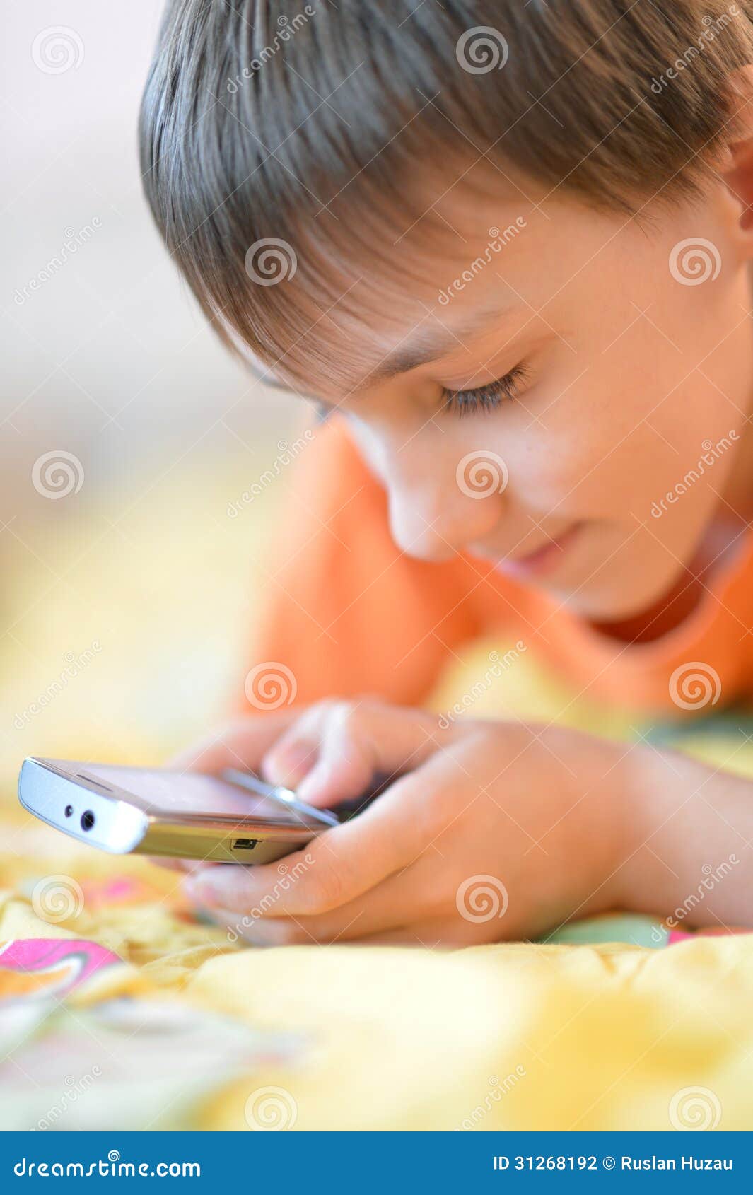 Young Boy Using Mobile Phone Stock Photo - Image of cellular, single ...