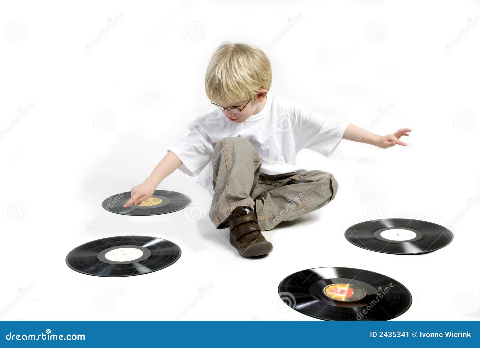 Young boy with vinyl stock image. Image of sportive, retro - 2435341