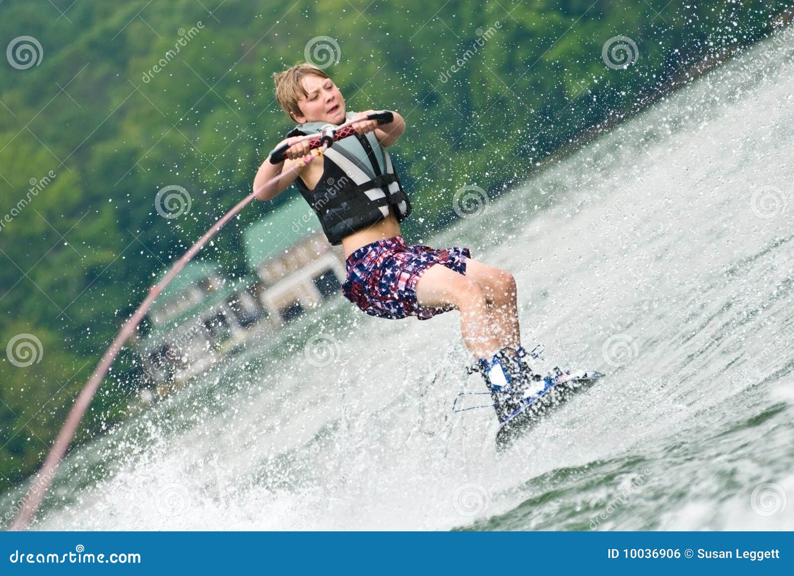 Young Boy Wakeboarding stock photo. Image of safe, holiday - 10036906