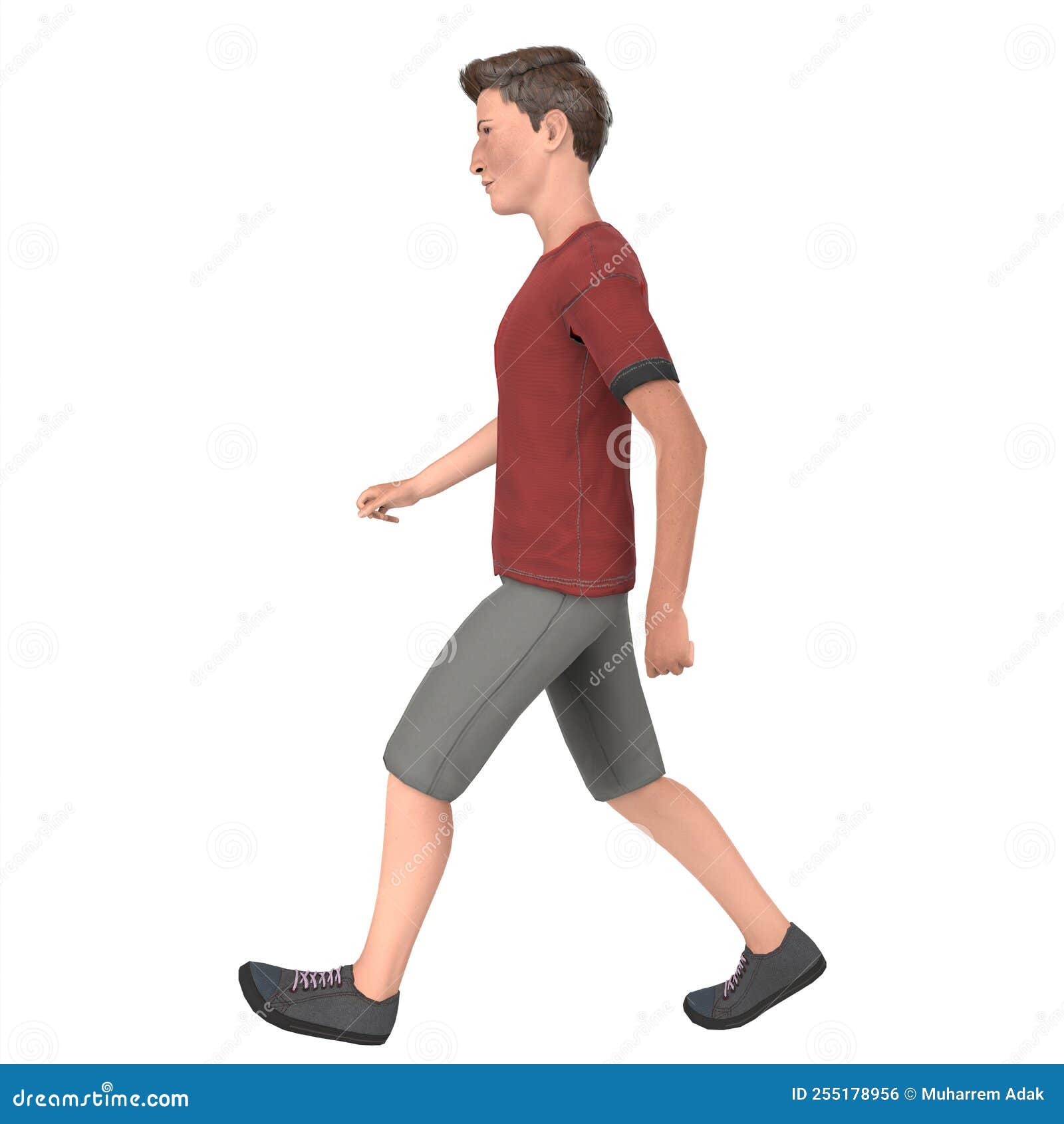 Young Boy Walking Left 3d Modelling Stock Illustration - Illustration ...