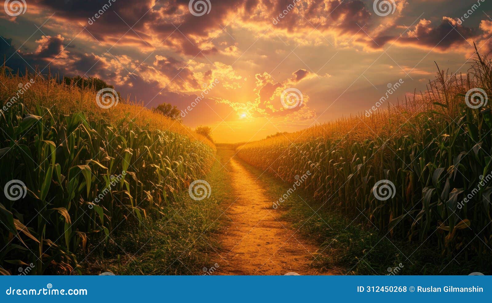 Young Boy Wanders in Path Made through Corn Field As Leisure Activity ...