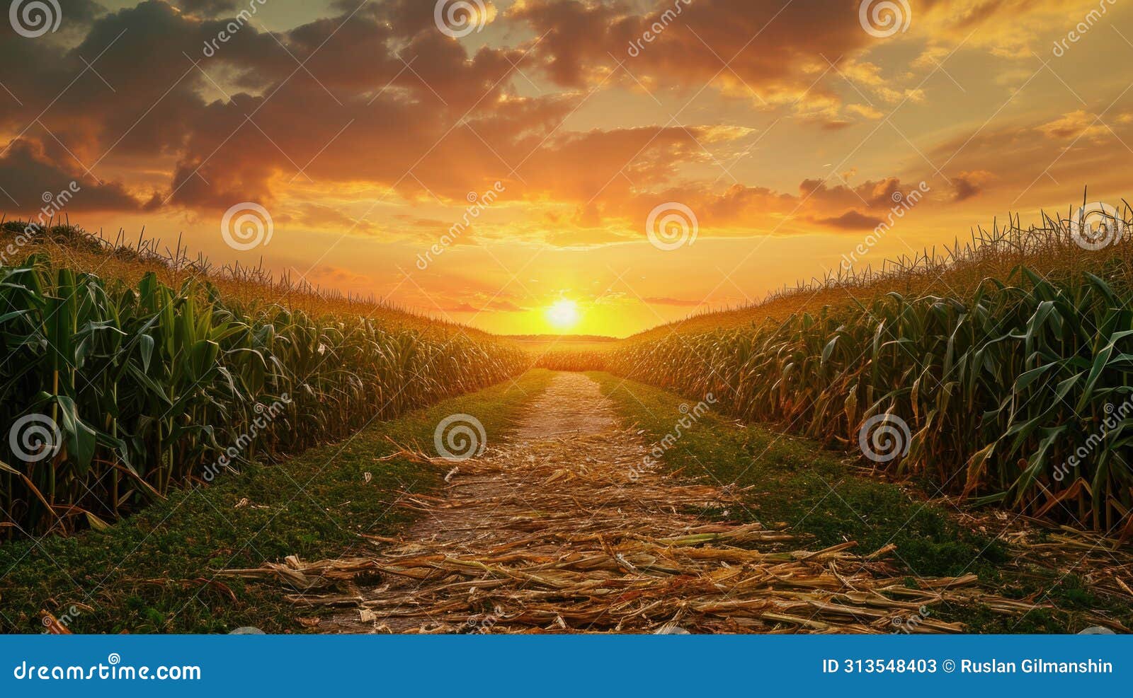 Young Boy Wanders in Path Made through Corn Field As Leisure Activity ...