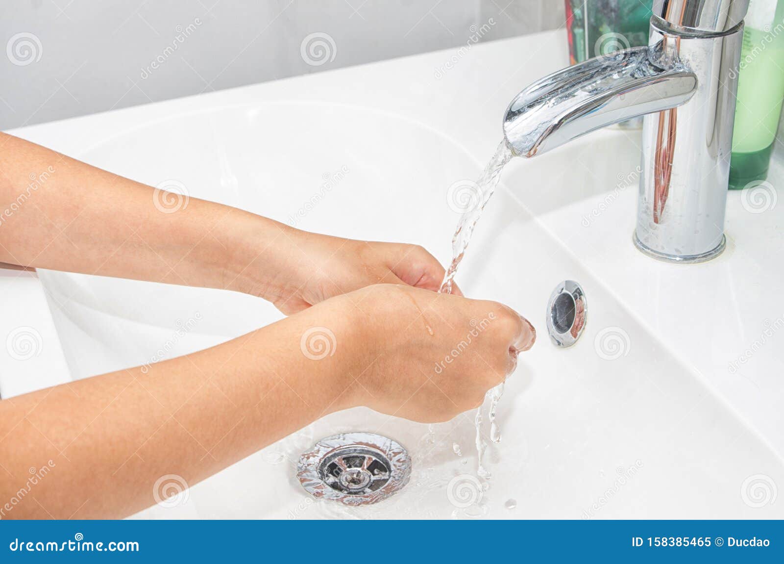 Young Boy Washing Both Hands Stock Image - Image of arms, toilet: 158385465