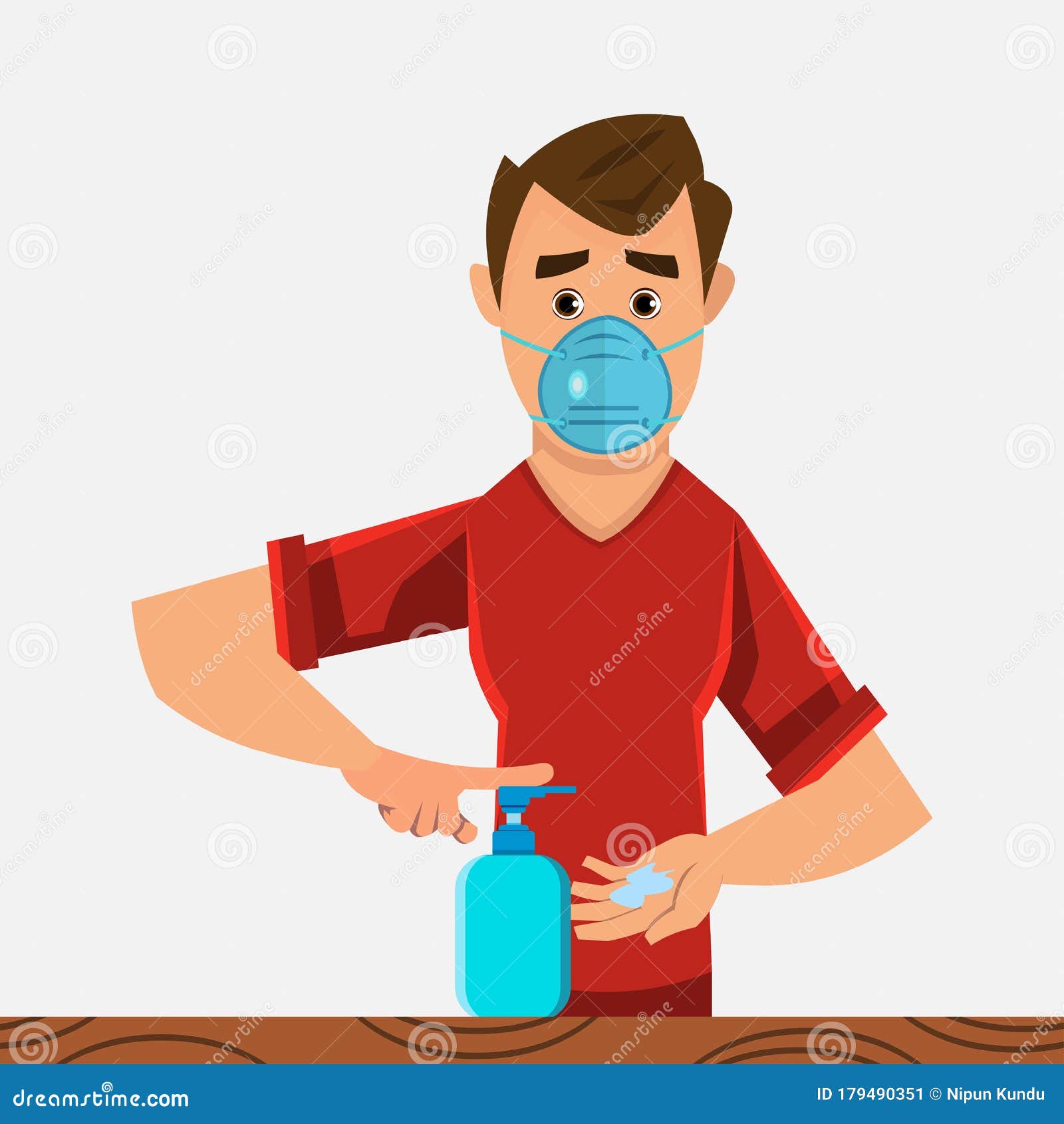 Young Boy Washing Hand with Hand Sanitizer Stock Vector - Illustration ...
