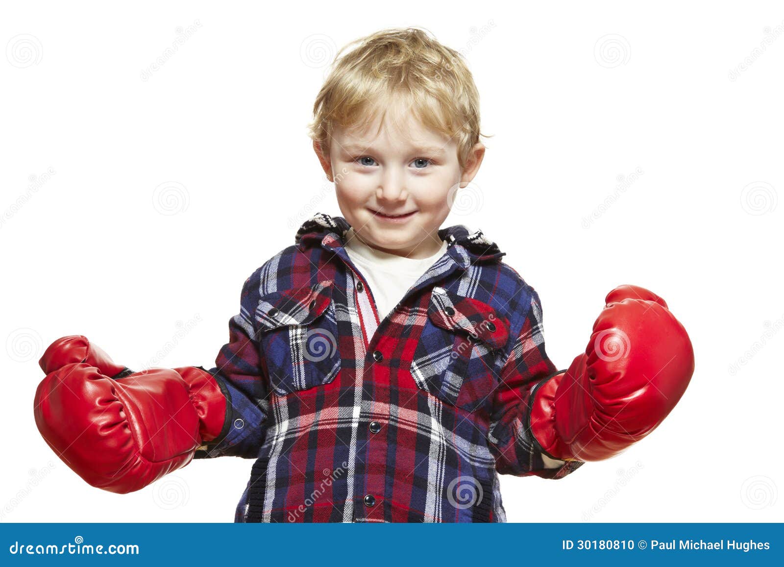 Young Boy Wearing Boxing Gloves Smiling Stock Photo - Image of boxer ...