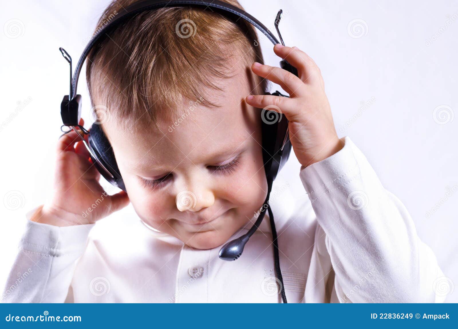 Young Boy Wearing Telephone Headset Stock Image - Image of cables ...