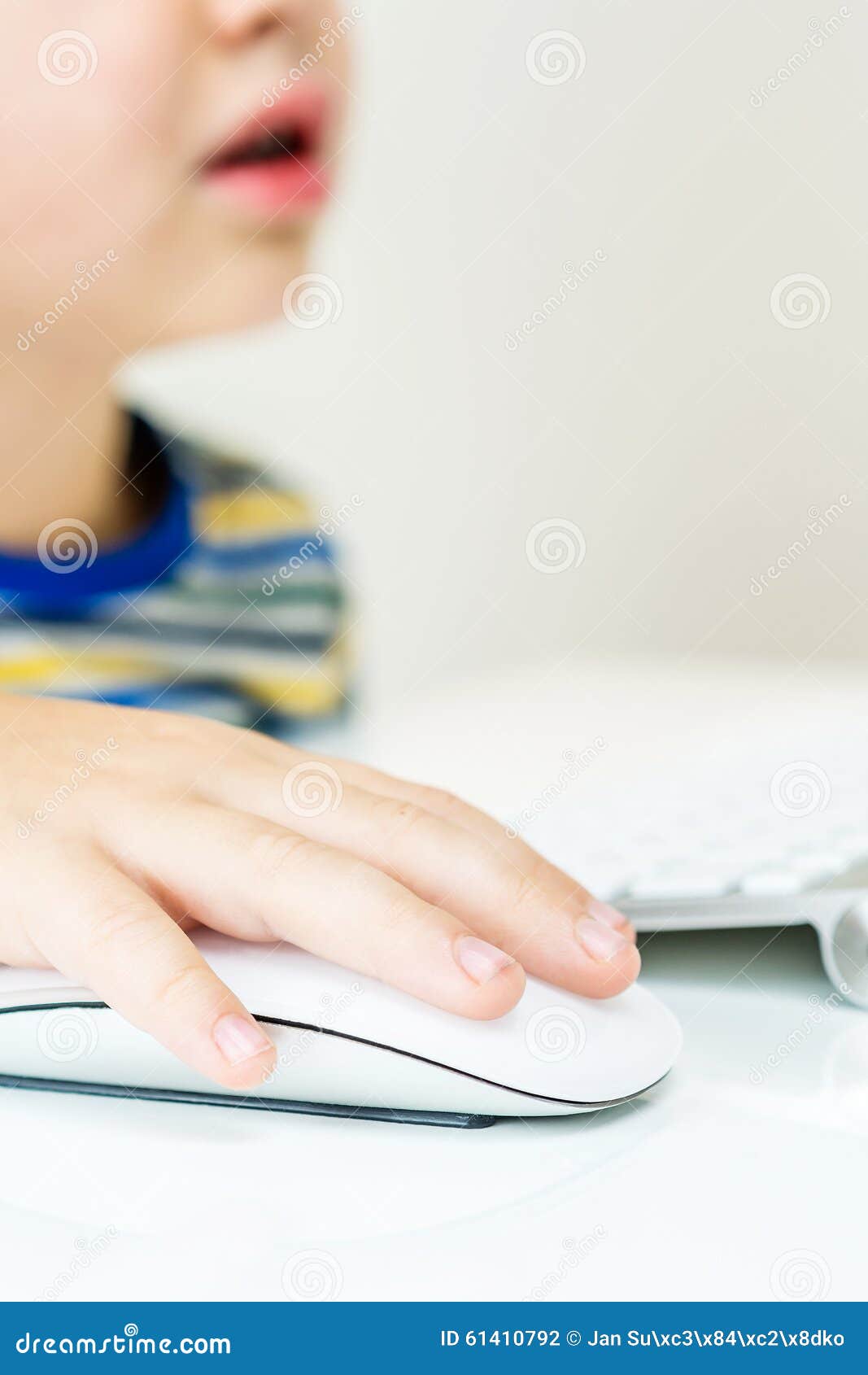 Young Boy is Working with Computer Mouse Stock Photo - Image of study ...