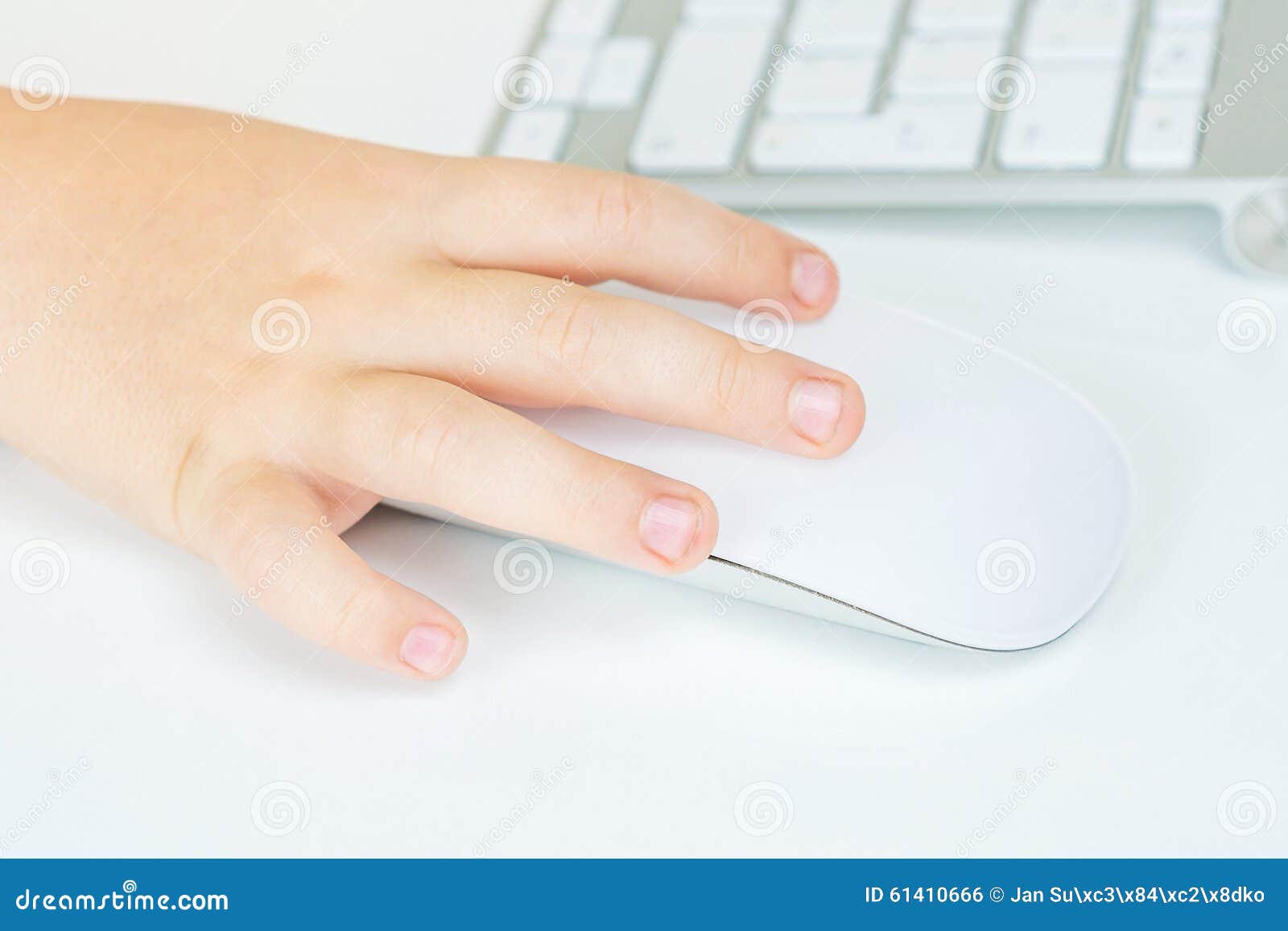 Young Boy is Working with Computer Mouse Stock Photo - Image of ...