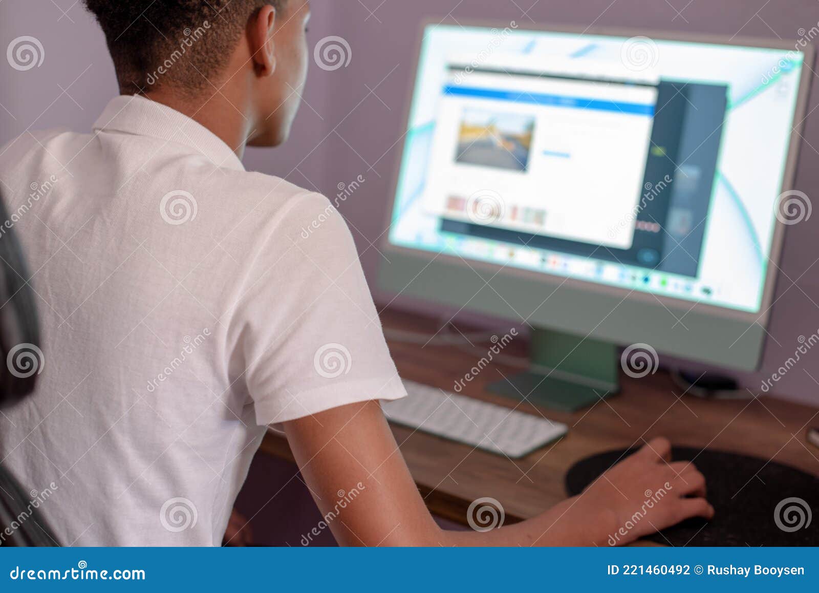 Young Boy Working on His Computer from Home Stock Photo - Image of male ...