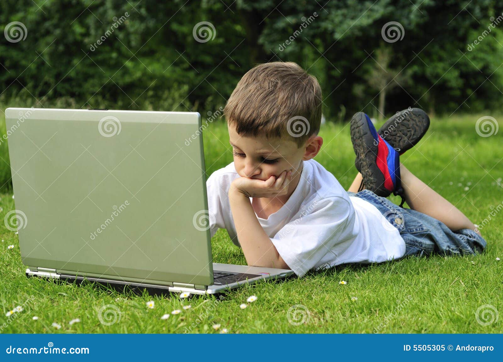 Young Boy Working on Laptop Stock Image - Image of conceptual, computer ...