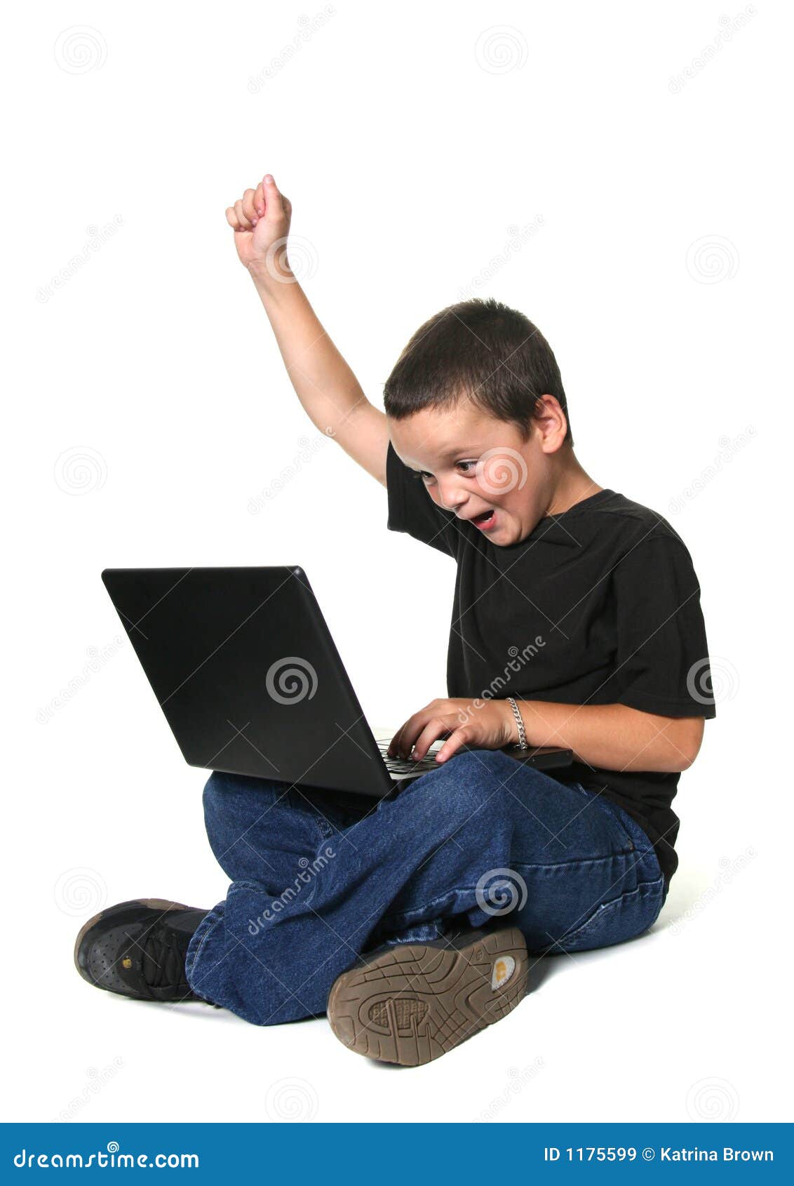 Young Boy Working on Laptop Computer Stock Image - Image of people ...