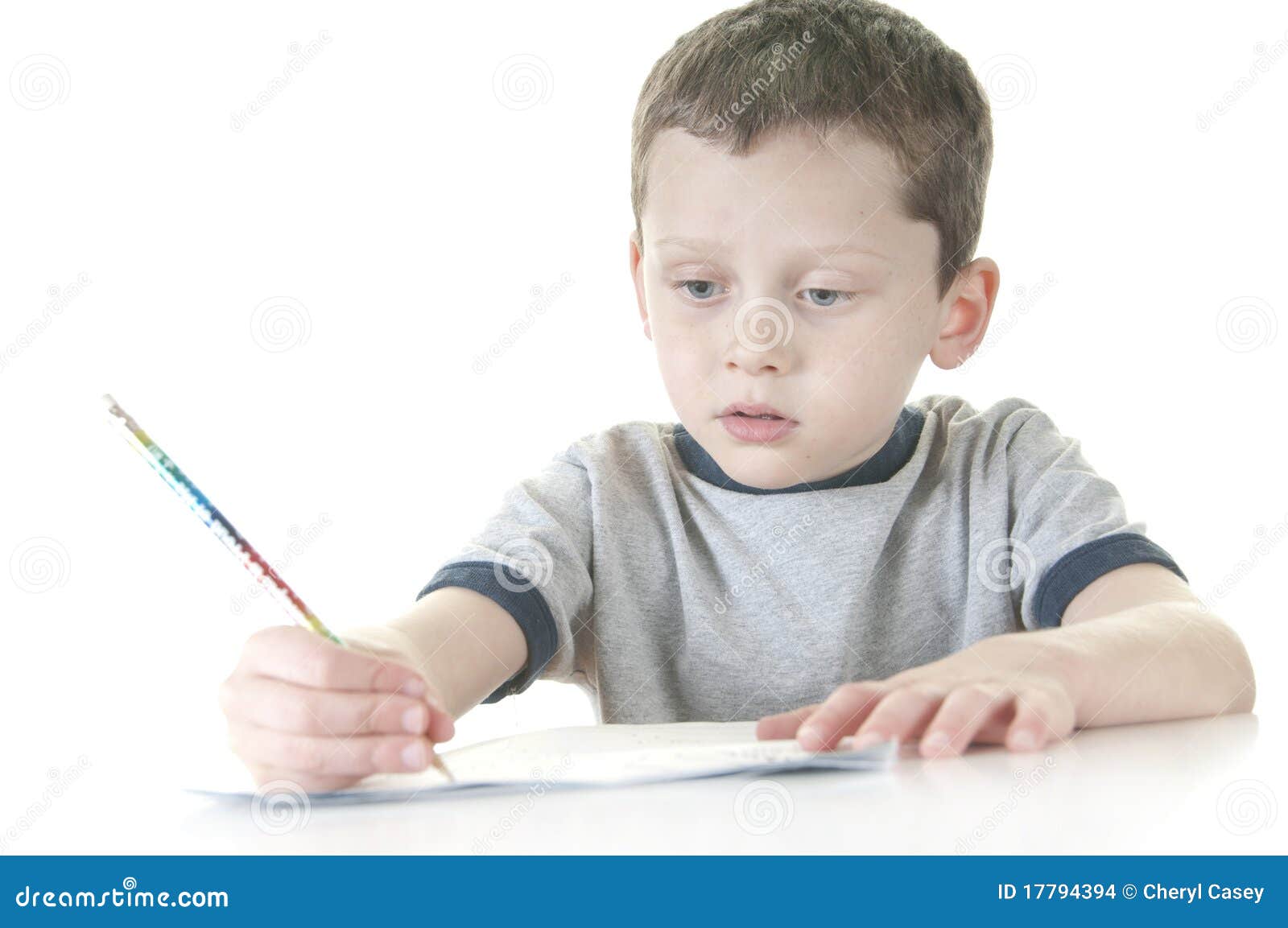 Young Boy Working at School Stock Photo - Image of concentrating, learn ...
