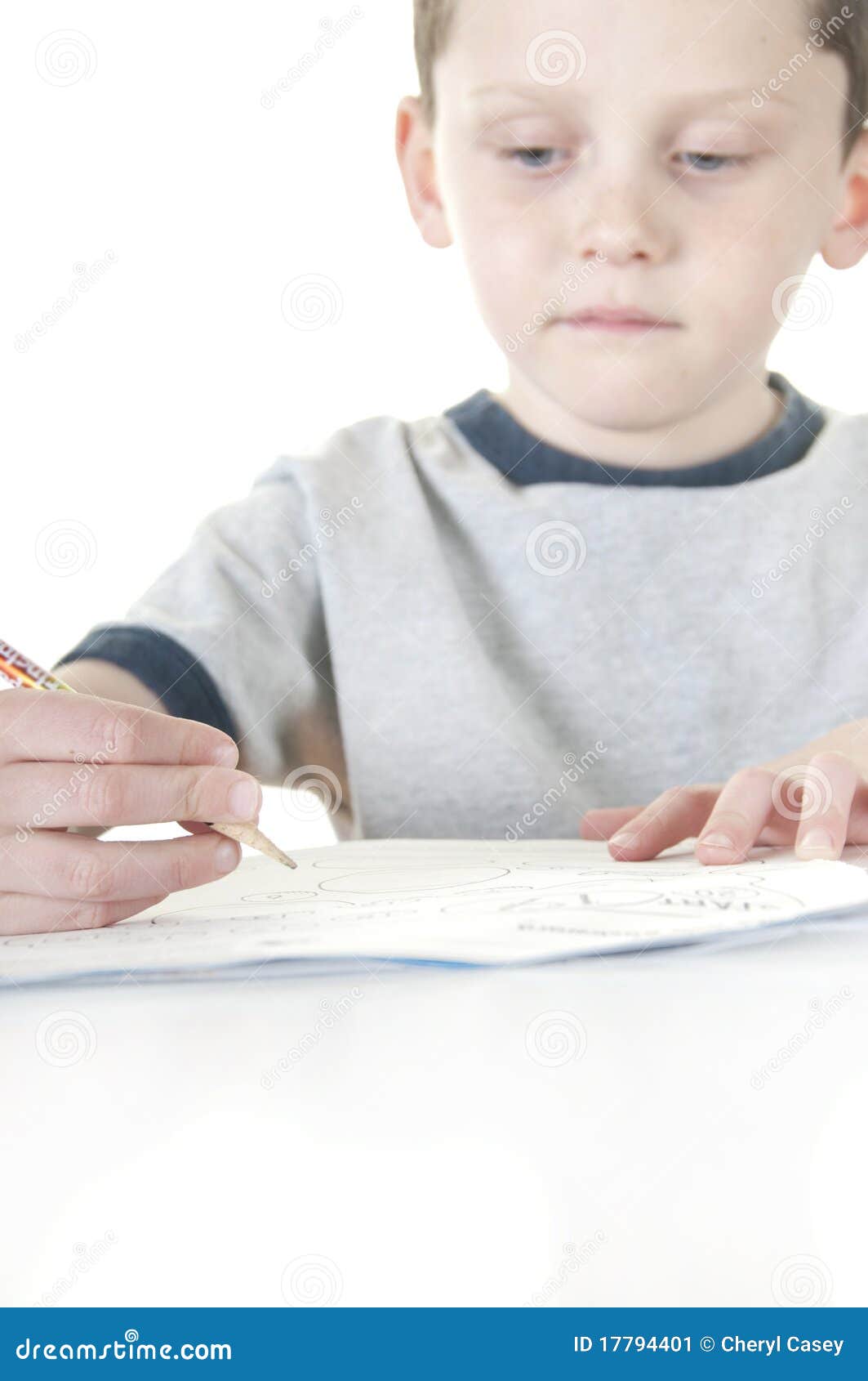 Young Boy Working at School Stock Image - Image of thinking, work: 17794401