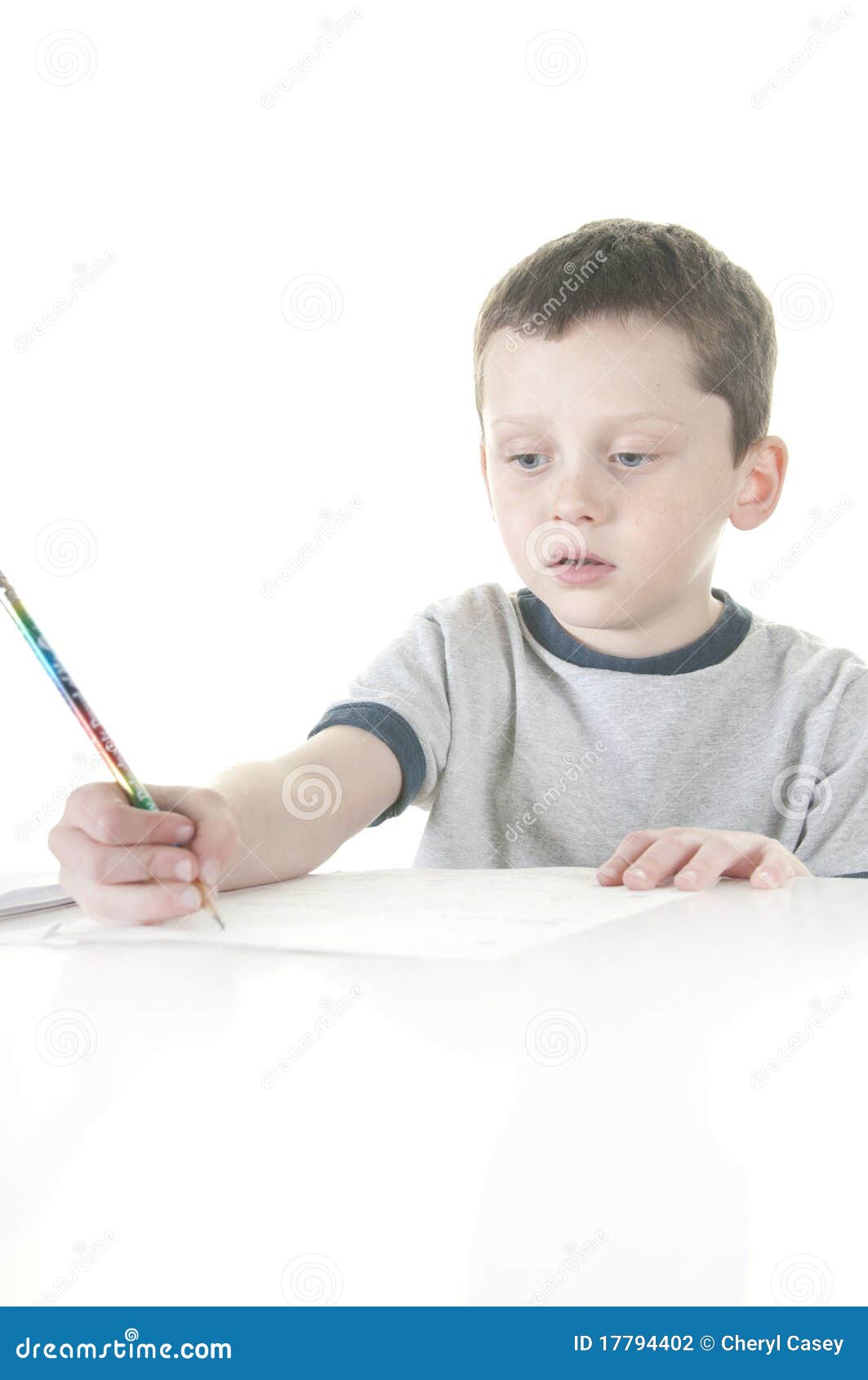 Young Boy Working at School Stock Photo - Image of child, disorder ...