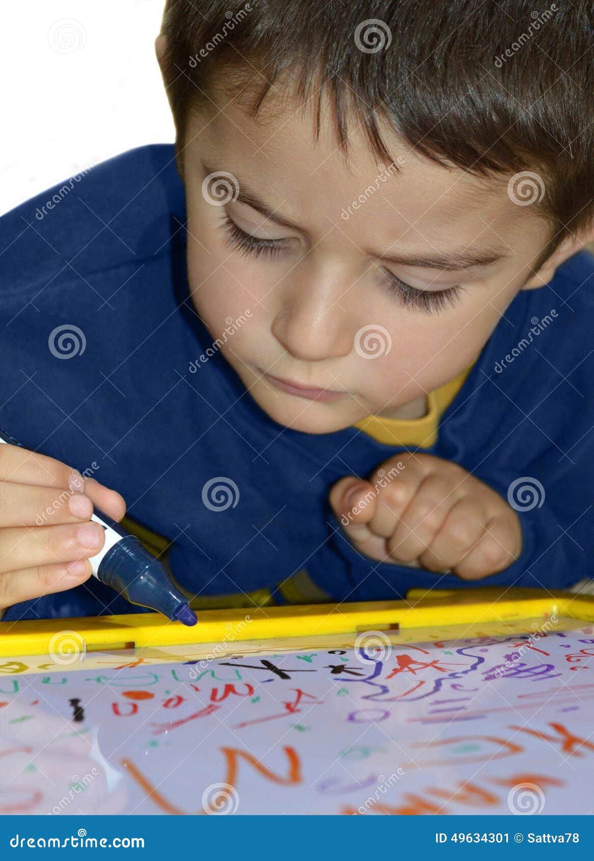 Young boy write stock image. Image of child, childhood - 49634301