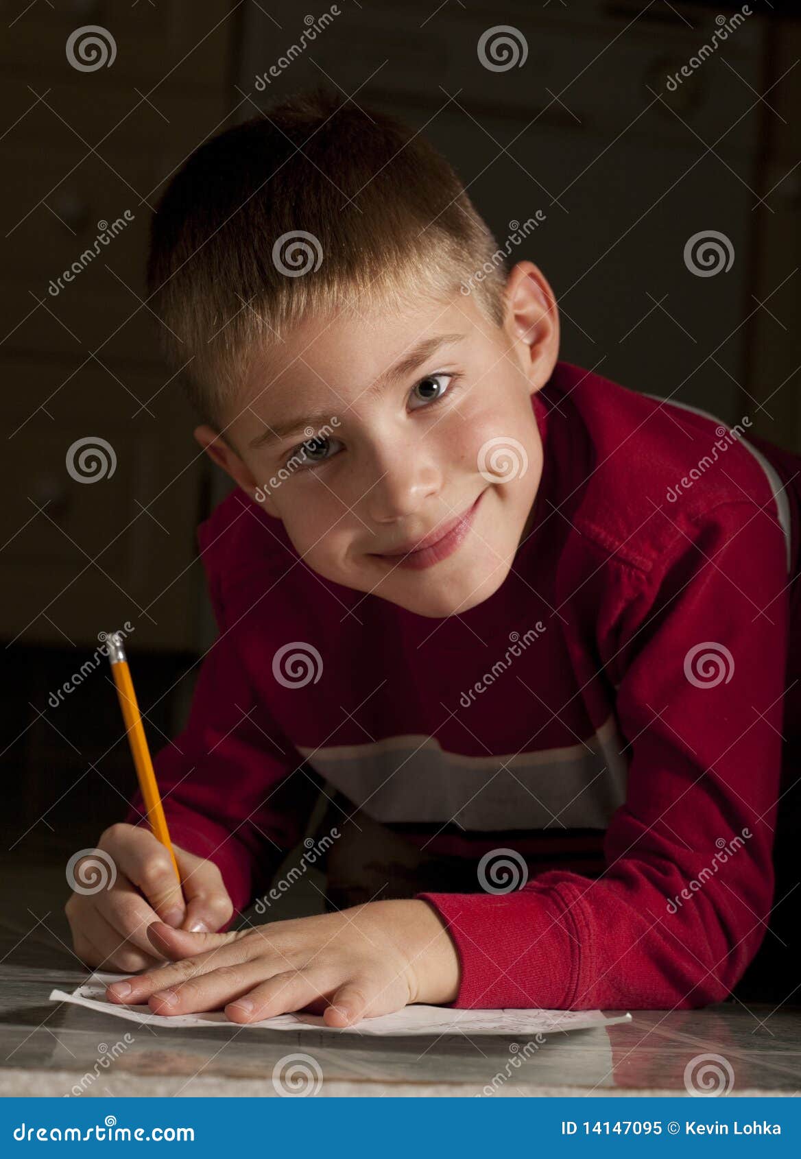 Young boy writing stock image. Image of handsome, alone - 14147095
