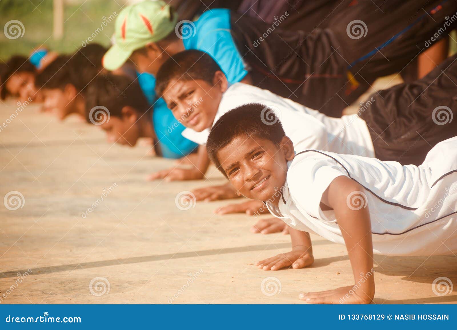 Young Boys Doing Exercise in a Group Unique Photo Editorial Stock Image ...