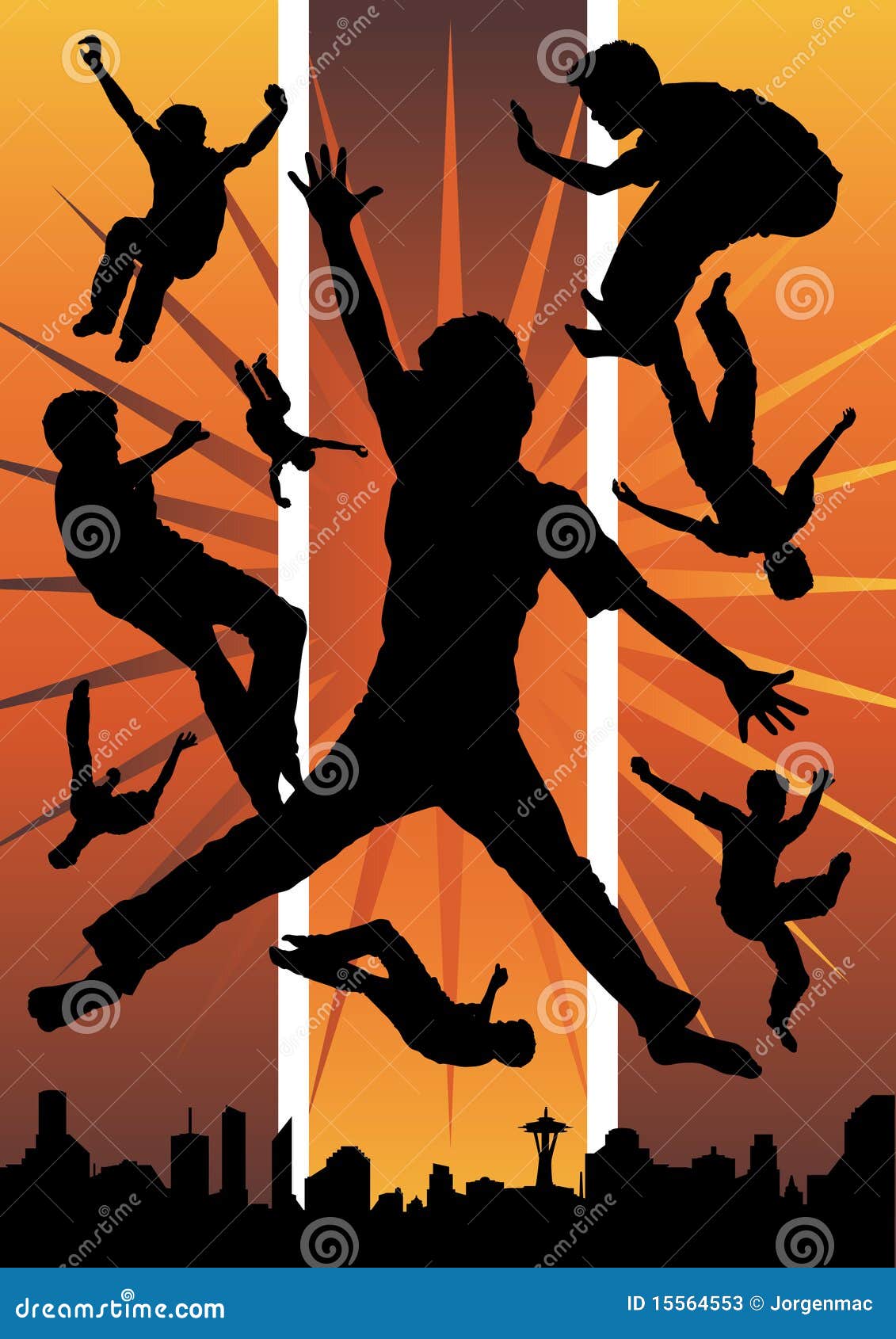 Red Individual 3d Man Jumping Out From Crowd Stock Photo ...