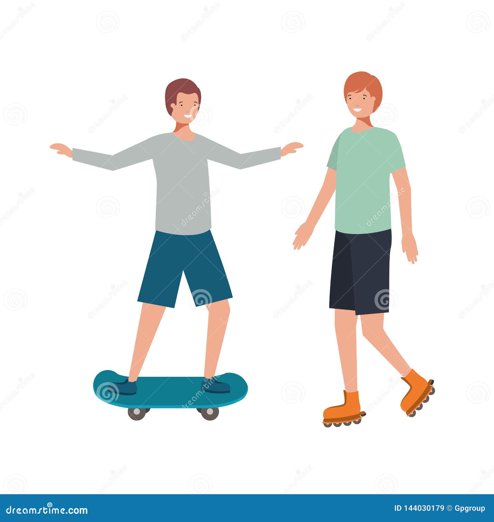 Young Boys Practicing Sports Characters Stock Vector - Illustration of ...