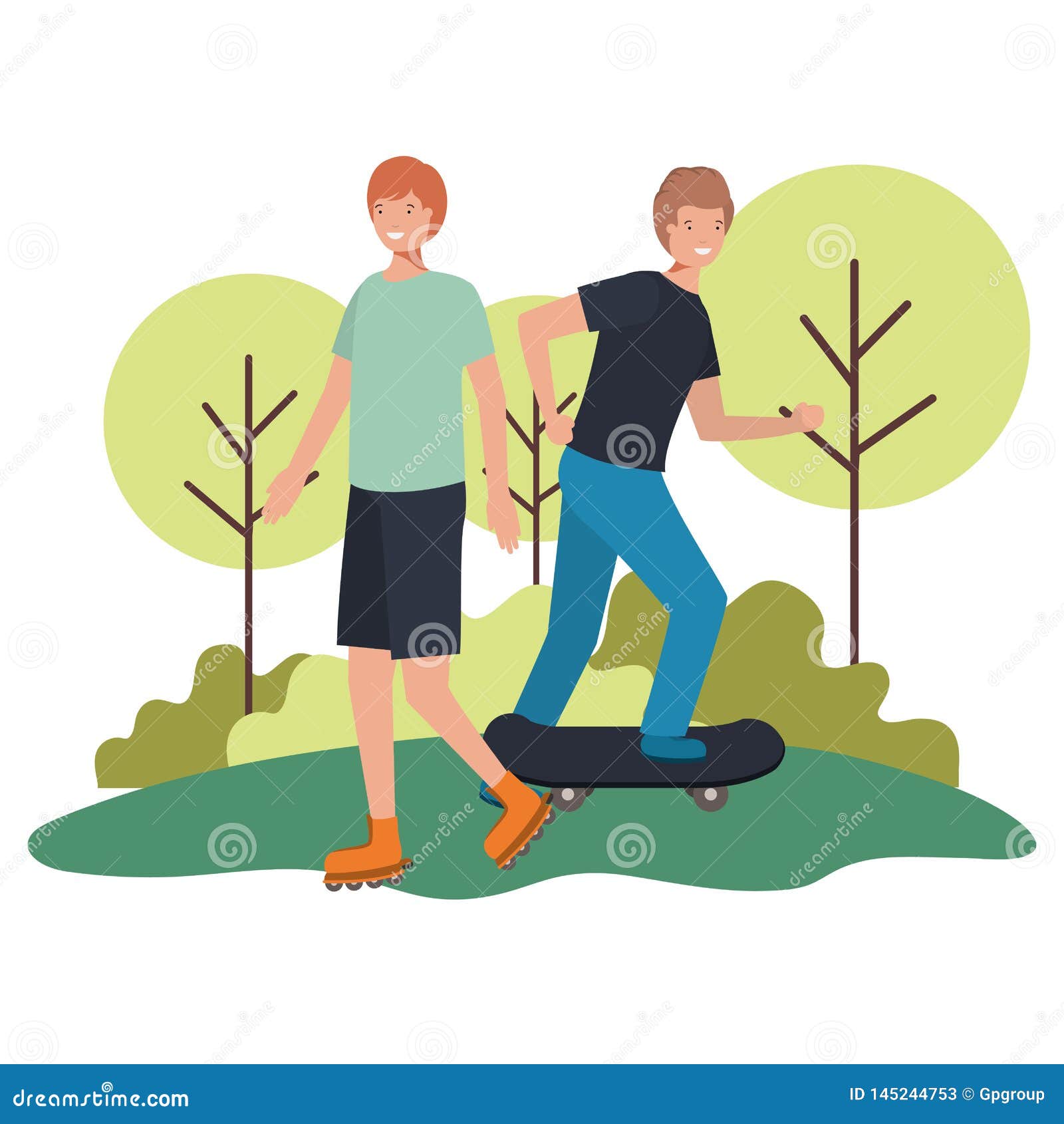 Young Boys Practicing Sports Characters Stock Vector - Illustration of ...