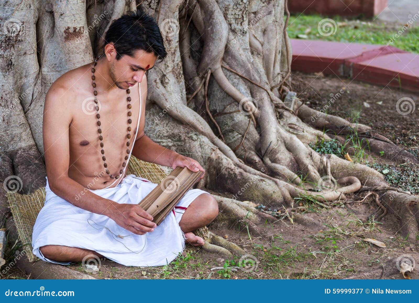Young Brahmin Reads Scripture Stock Image - Image of priest, pose: 59999377
