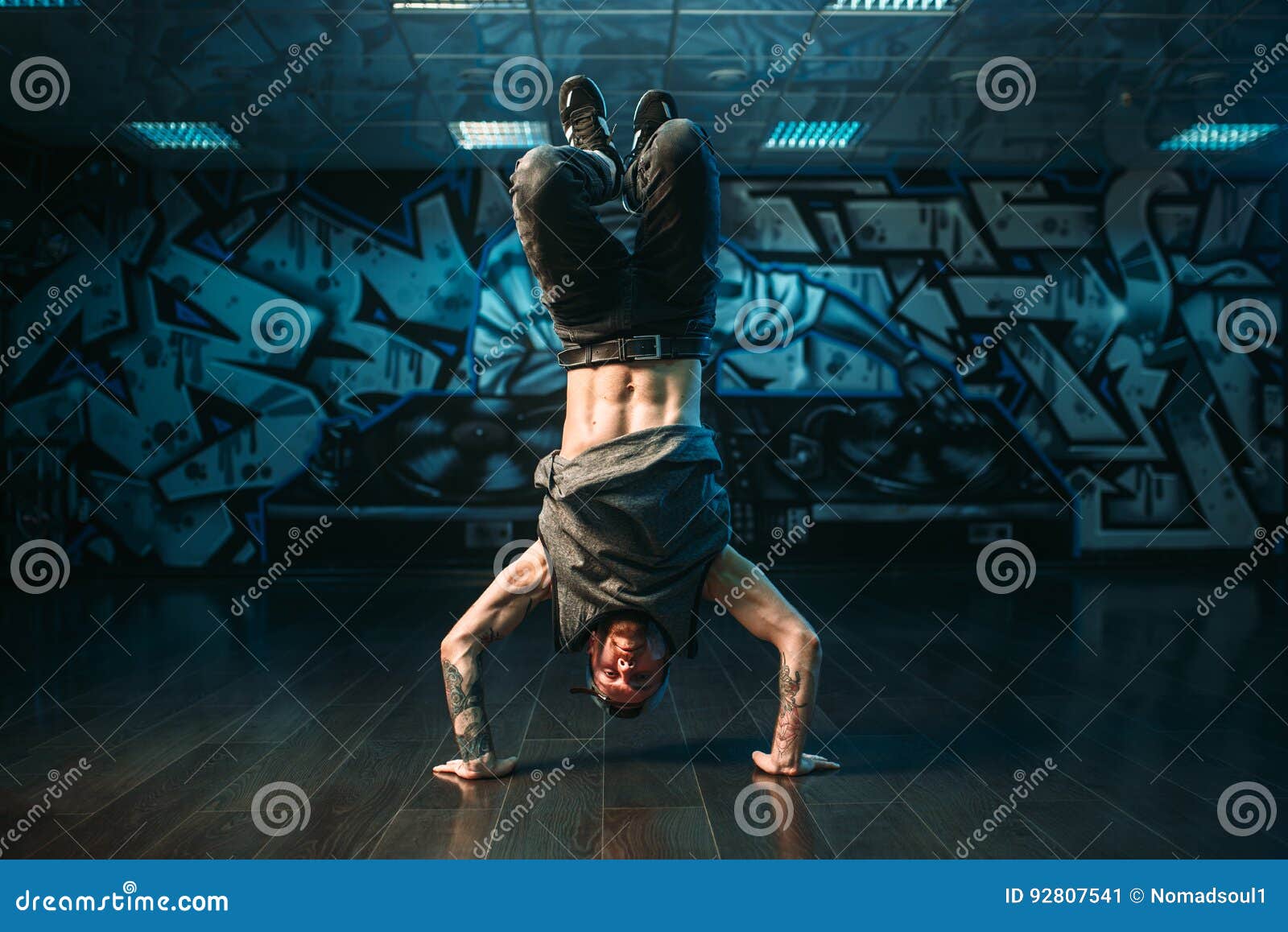 Young Breakdance Performer, Upside Down Motion Stock Image - Image of ...