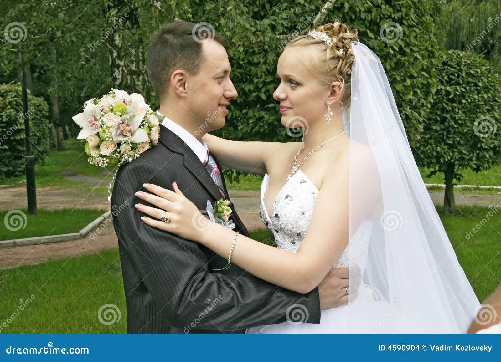 Young bride and groom stock photo. Image of female, embrace - 4590904