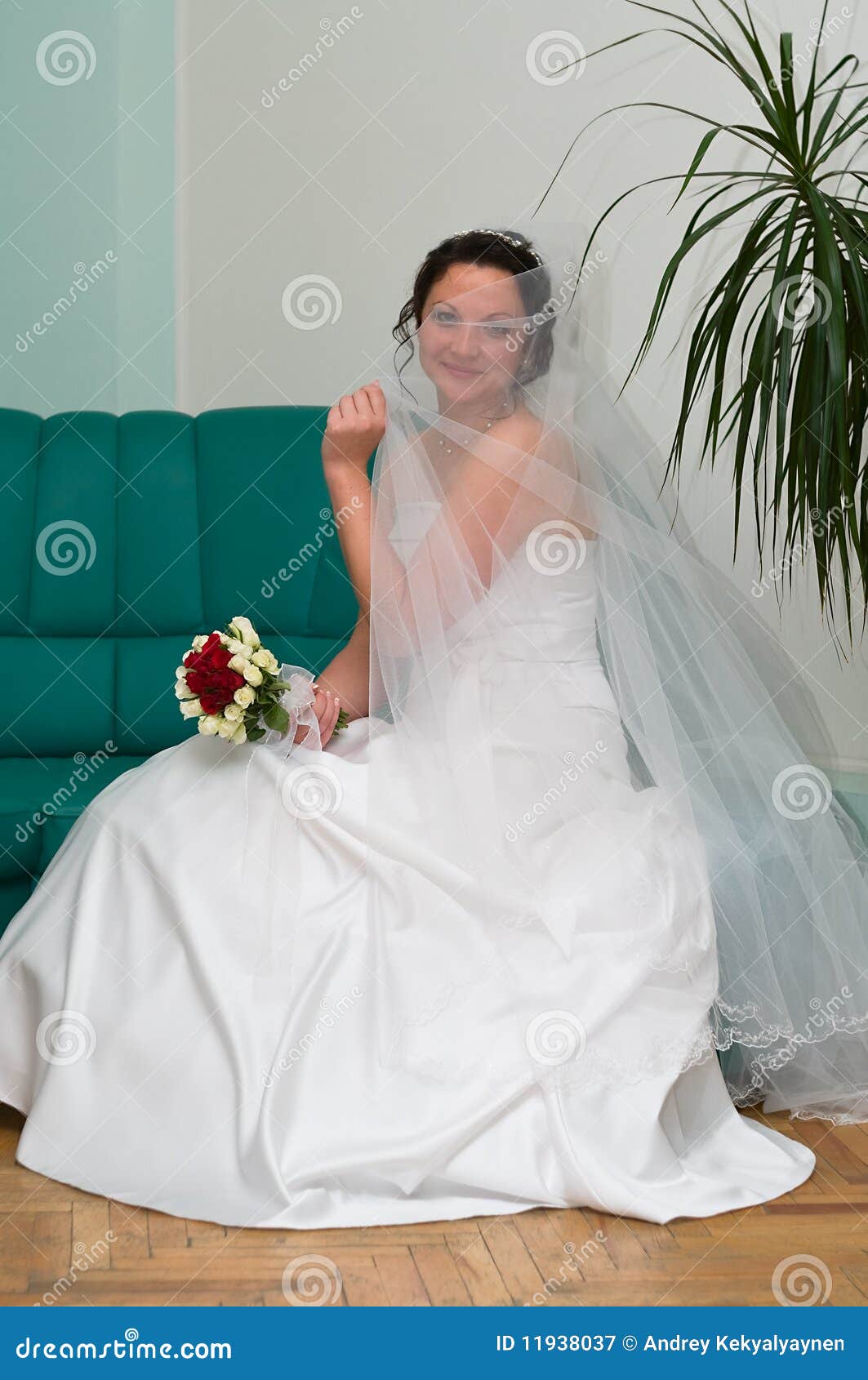 Young bride on sofa stock image. Image of bridal, beautiful - 11938037