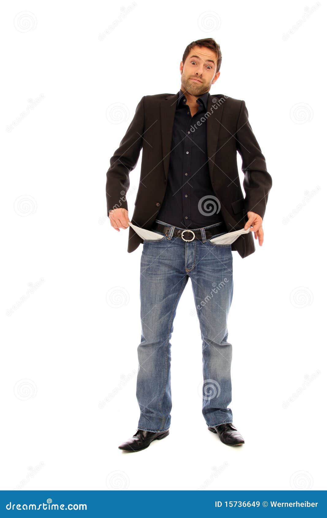 Young broke man stock image. Image of jeans, pockets - 15736649