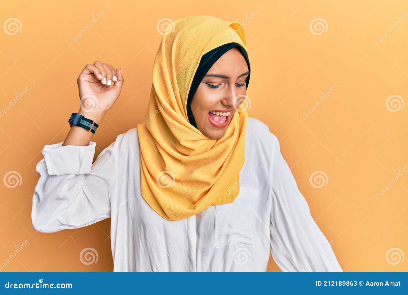 Young Brunette Arab Woman Wearing Traditional Islamic Hijab Scarf
